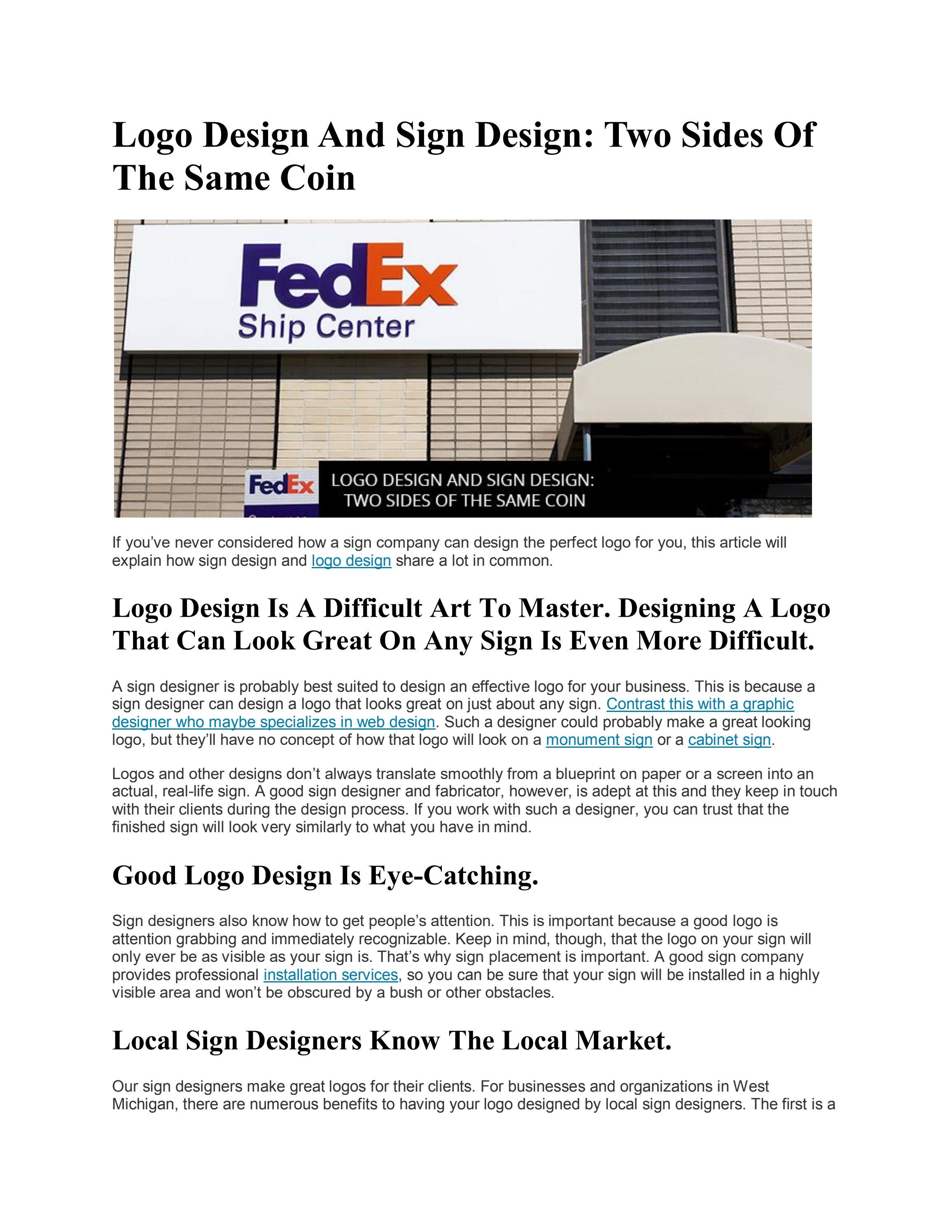 Logo Design And Sign Design: Two Sides Of The Same Coin by d9n signs ...
