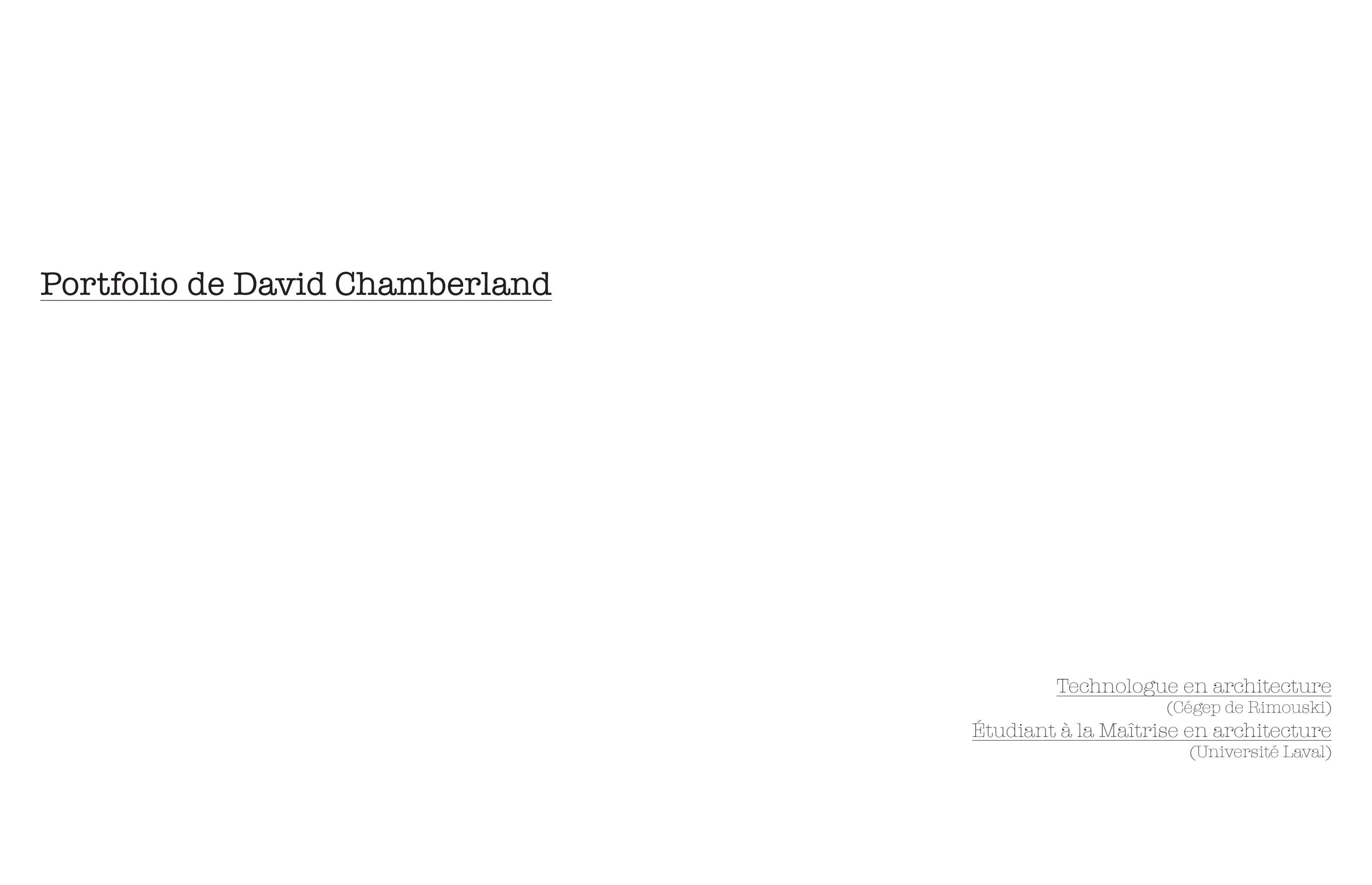 Portfolio de David Chamberland by David Chamberland - Issuu