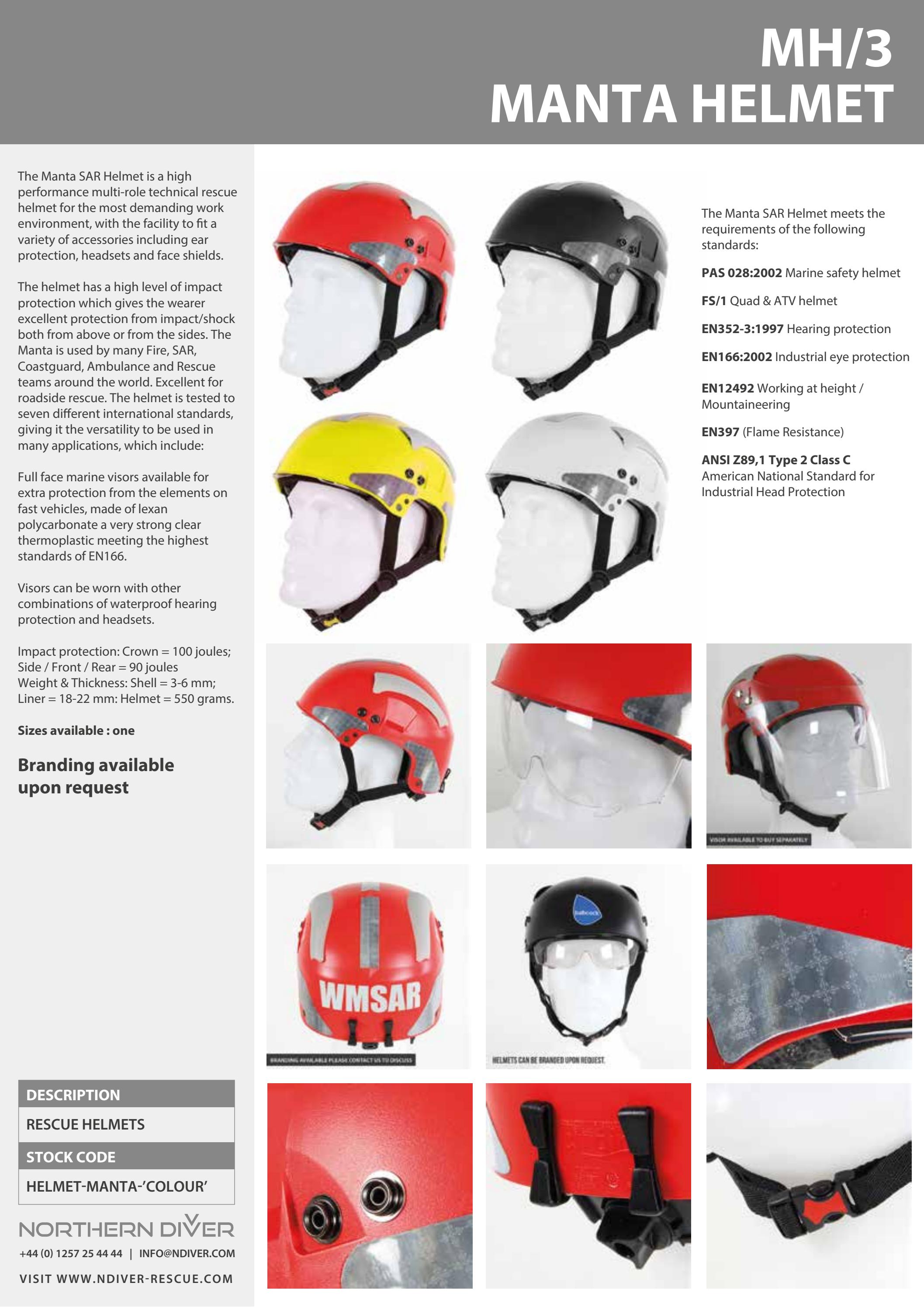 Manta MH3 Helmet Datasheet by Northern Diver UK - Issuu