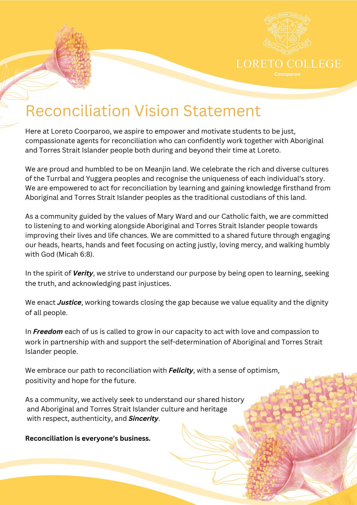Reconciliation Vision Statement by Loreto College Coorparoo - Issuu
