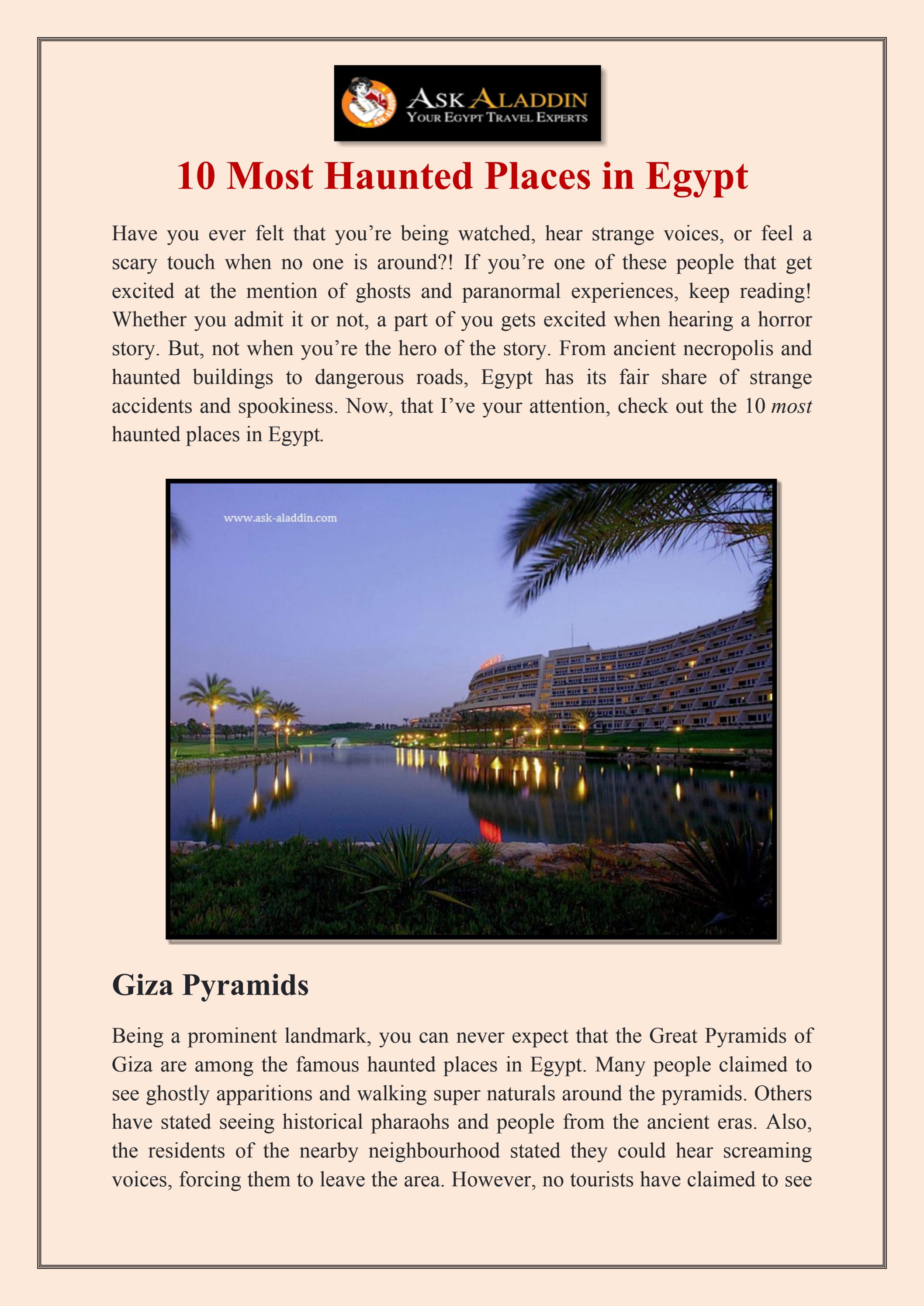 10 Most Haunted Places in Egypt by Ask Aladdin - Issuu