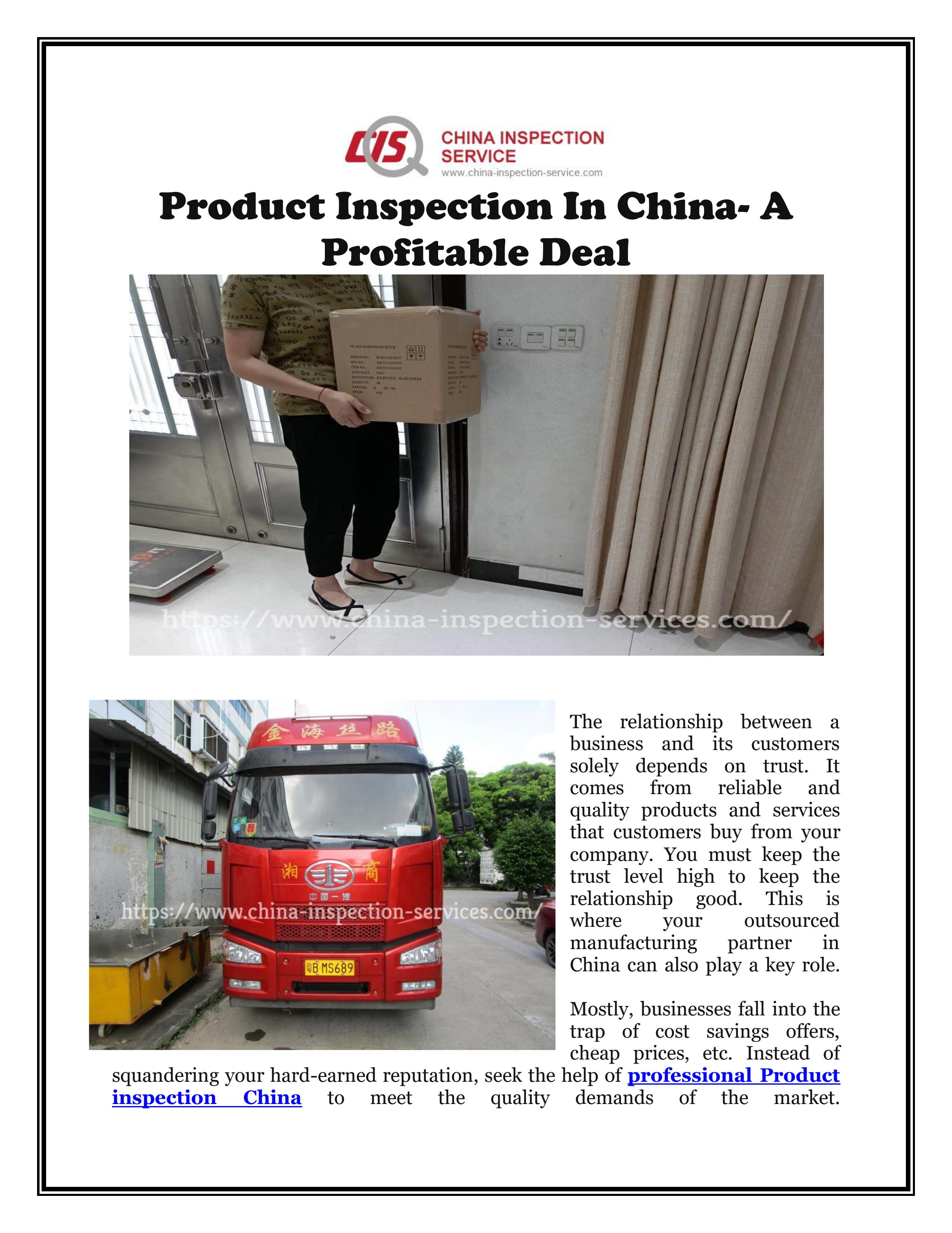 Product Inspection In China- A Profitable Deal by ...
