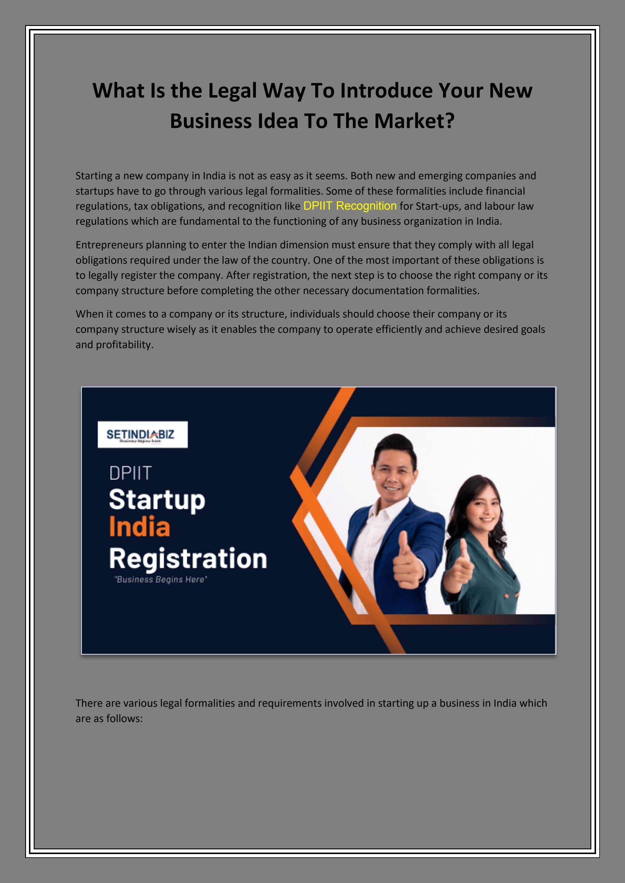 What Is the Legal Way To Introduce Your New Business Idea To The Market ...