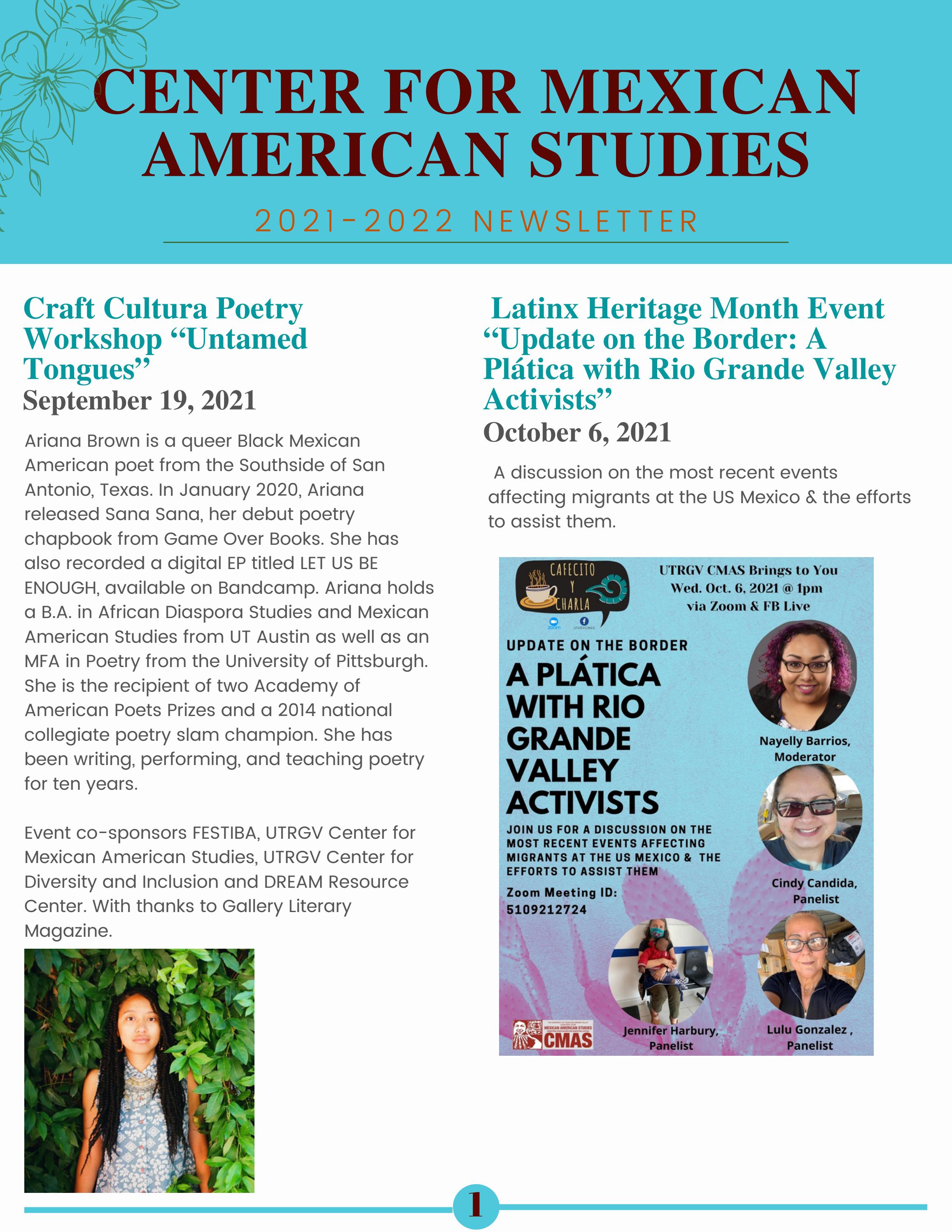 CMAS Newsletter 2021-2022 by UTRGV Center for Mexican American Studies ...