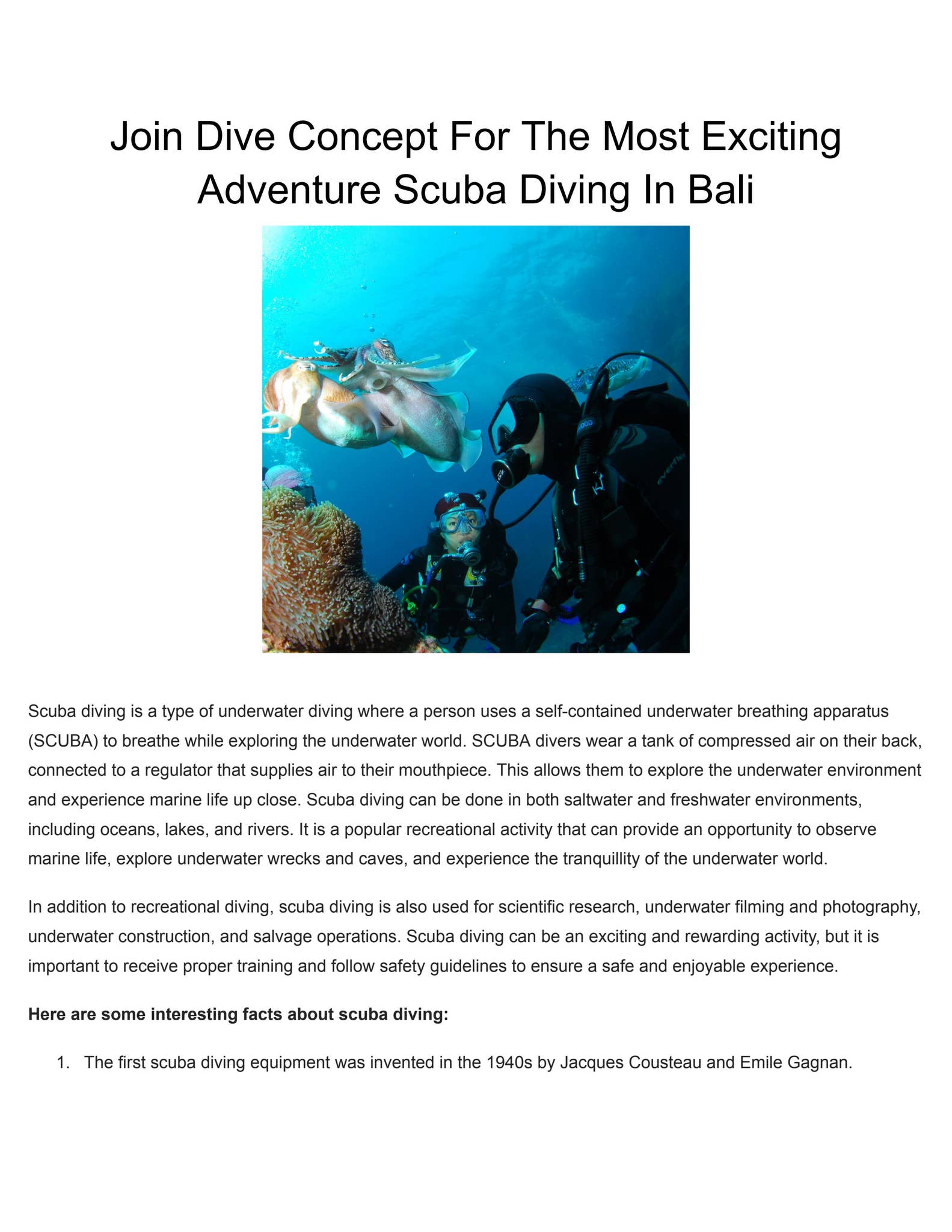 Join Dive Concept For The Most Excitingf Adventure Scuba Diving In Bali ...