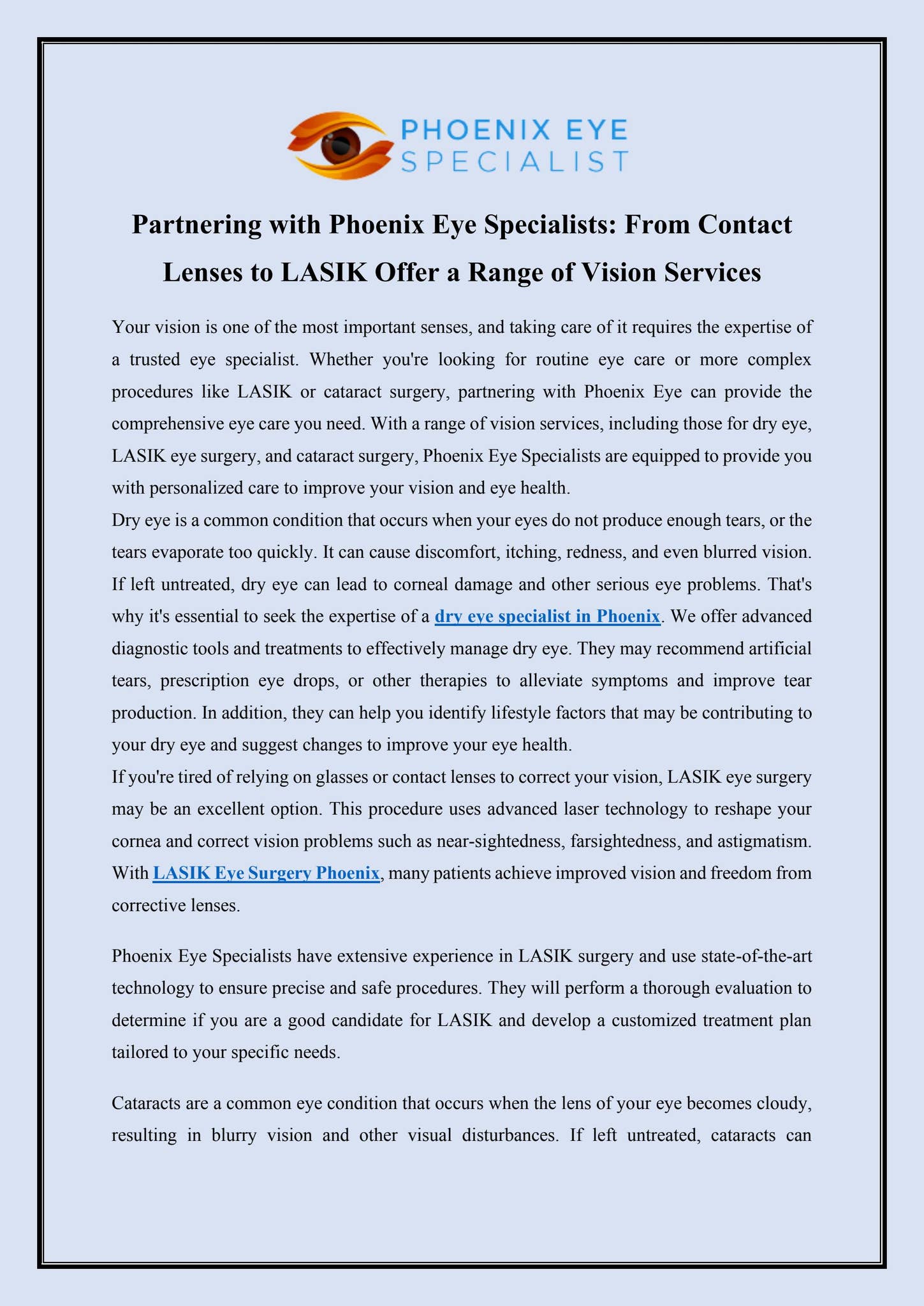 Partnering with Phoenix Eye Specialists: From Contact Lenses to LASIK ...