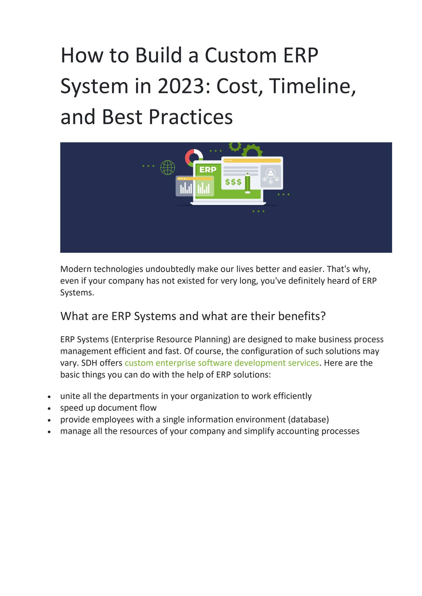 How to Build a Custom ERP System in 2023: Cost, Timeline, and Best ...