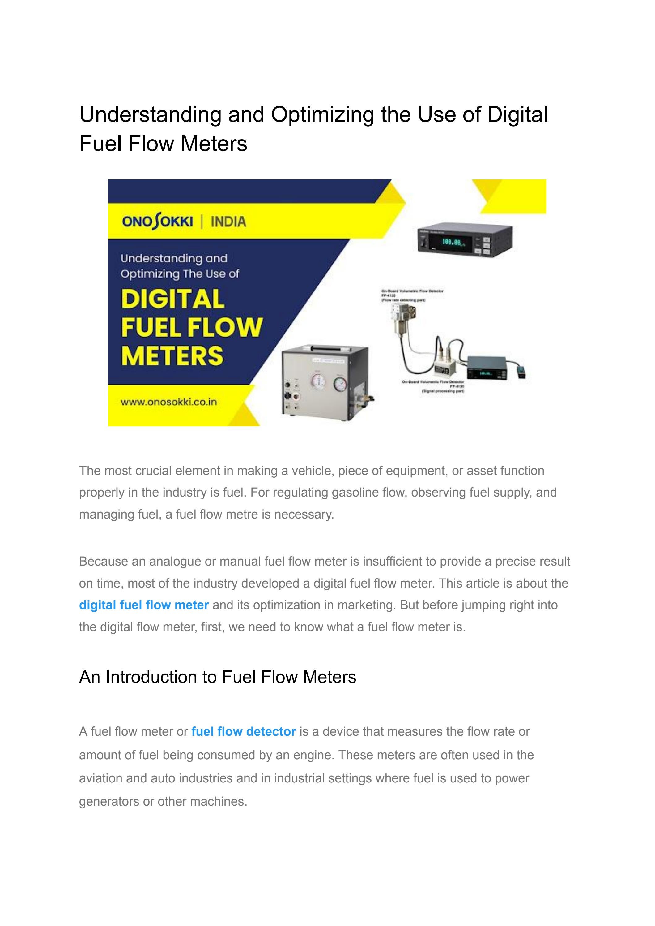 Understanding and Optimizing the Use of Digital Fuel Flow Meters by ...