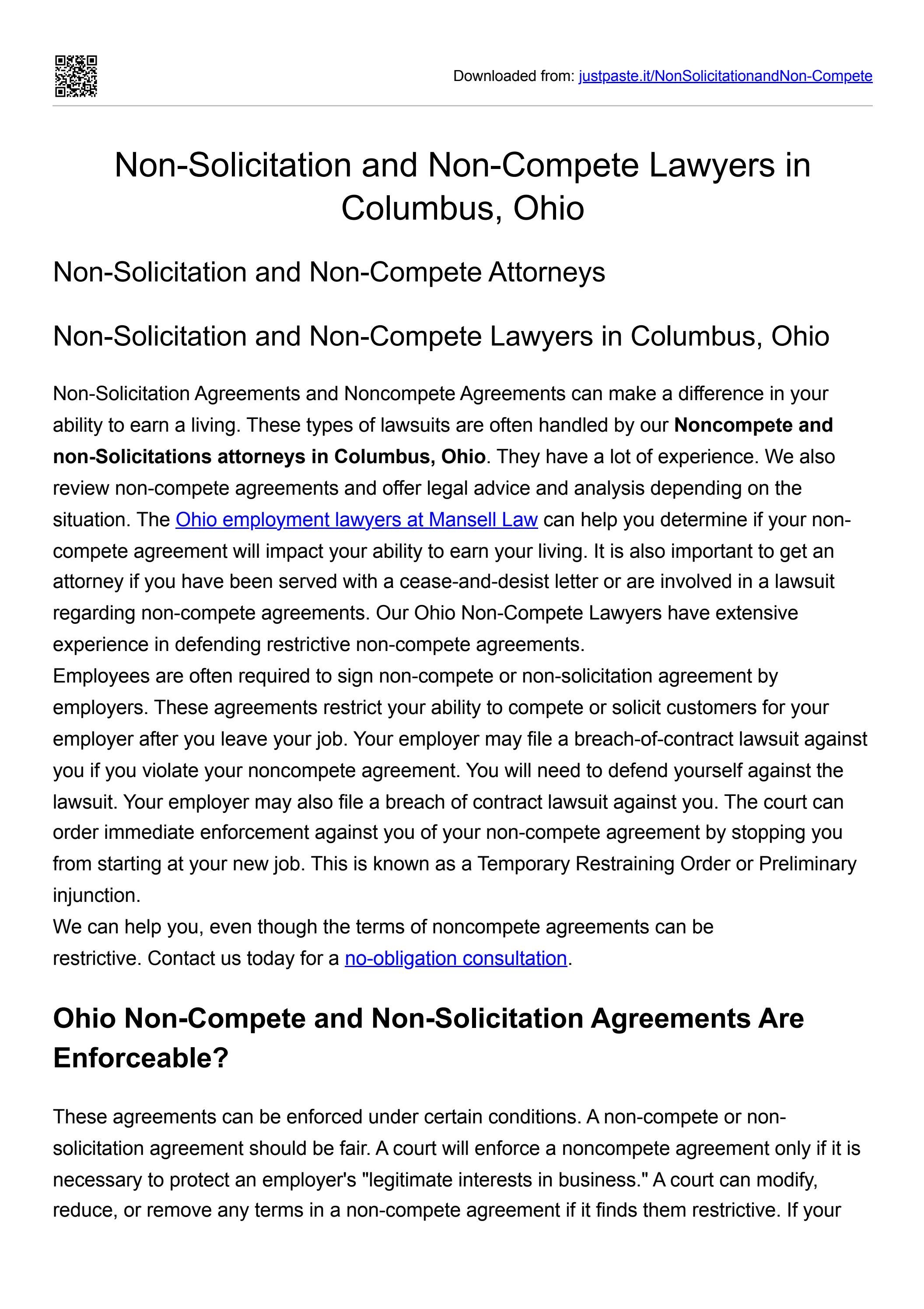 Non-Solicitation and Non-Compete Lawyers in Columbus, Ohio by ohio ...