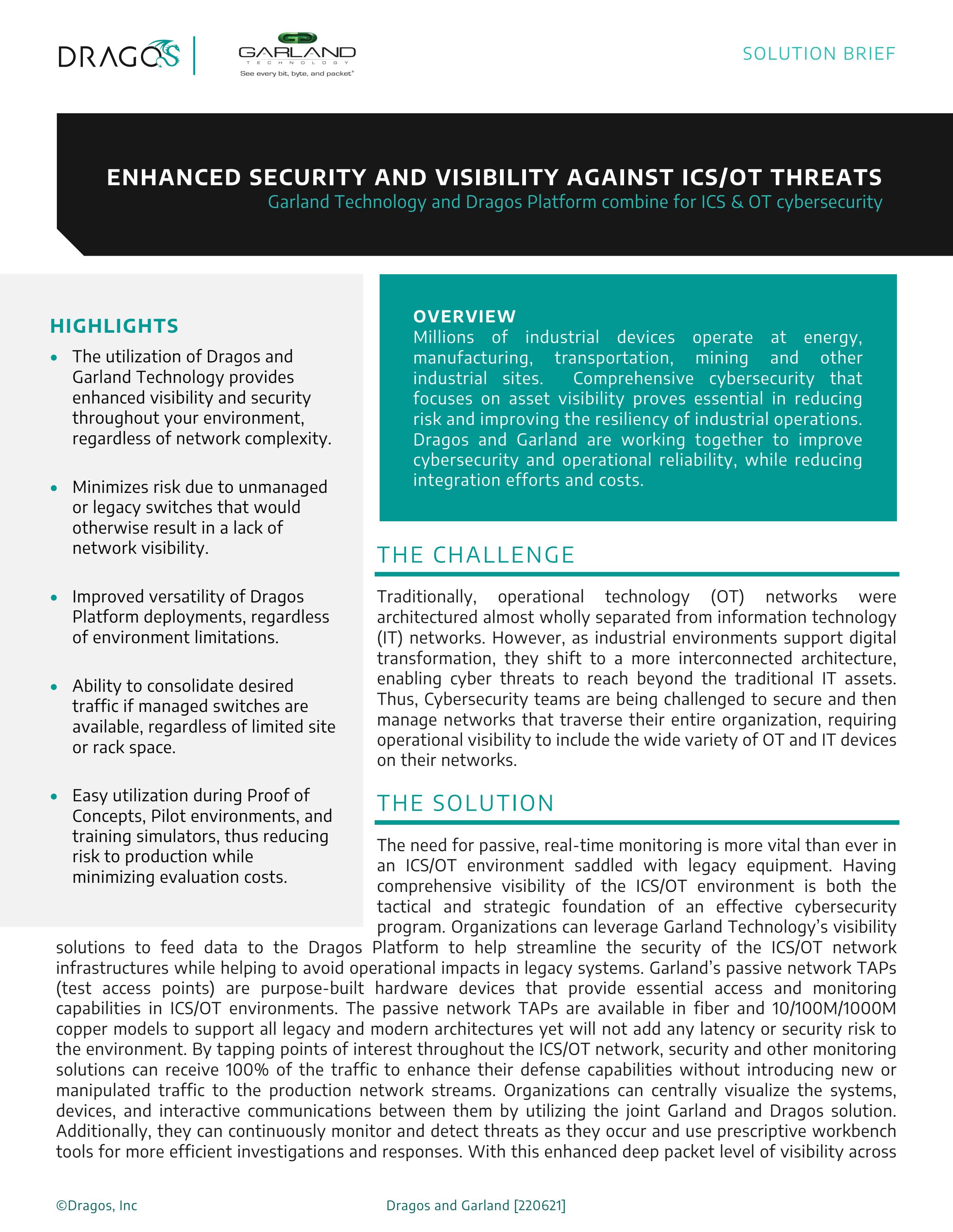 GTSB Garland & Dragos Solution Brief by Garland Technology Marketing ...