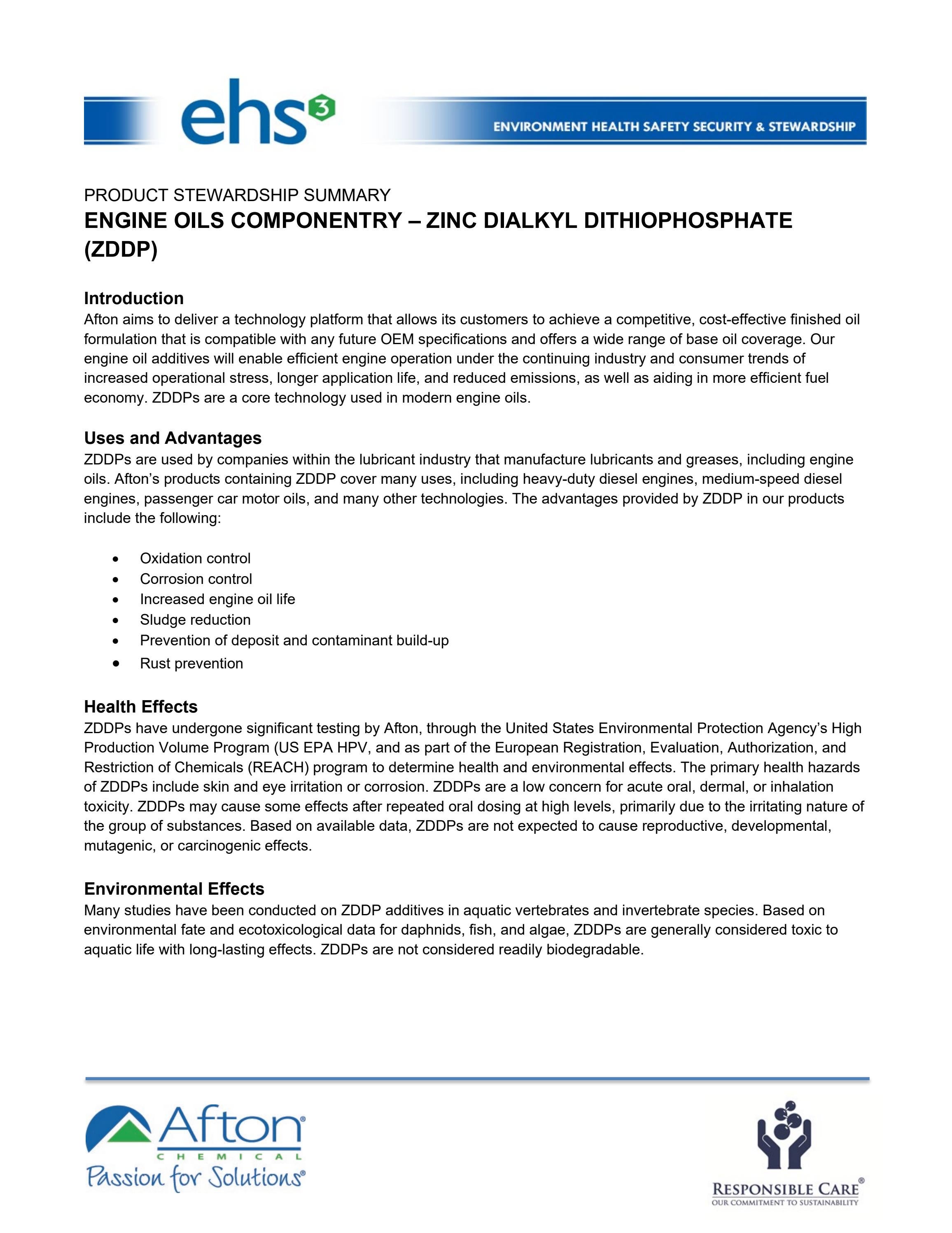 Engine Oils Componentry - Zinc Dialkyl Dithiophosphate - Product ...