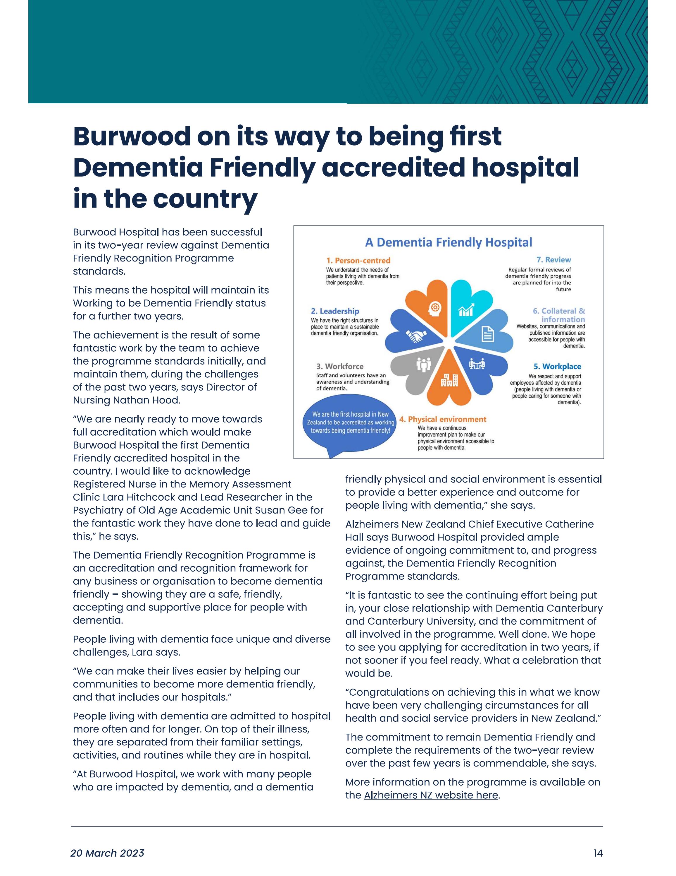 Burwood Hospital on its way to being first Dementia Friendly accredited ...