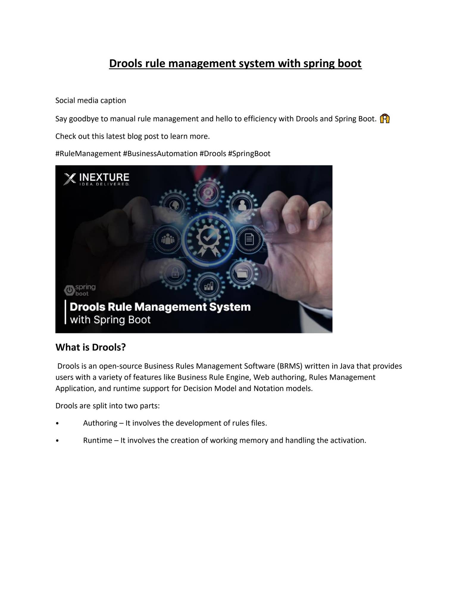 Drools Rule Management System with Spring Boot by INEXTURE Solutions ...