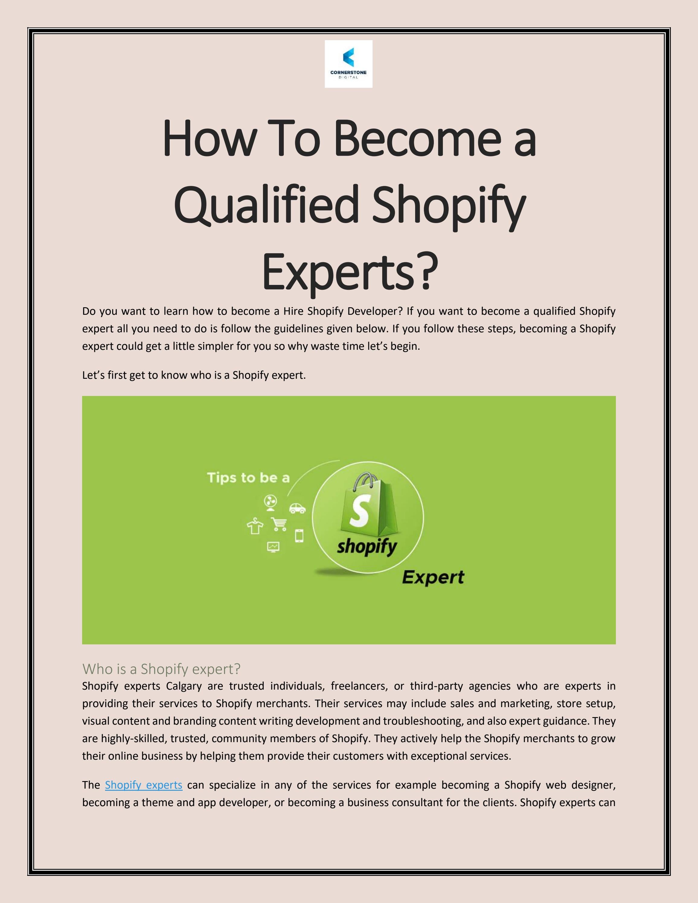 How To Become a Qualified Shopify Experts? by cornerstonedgtl - Issuu