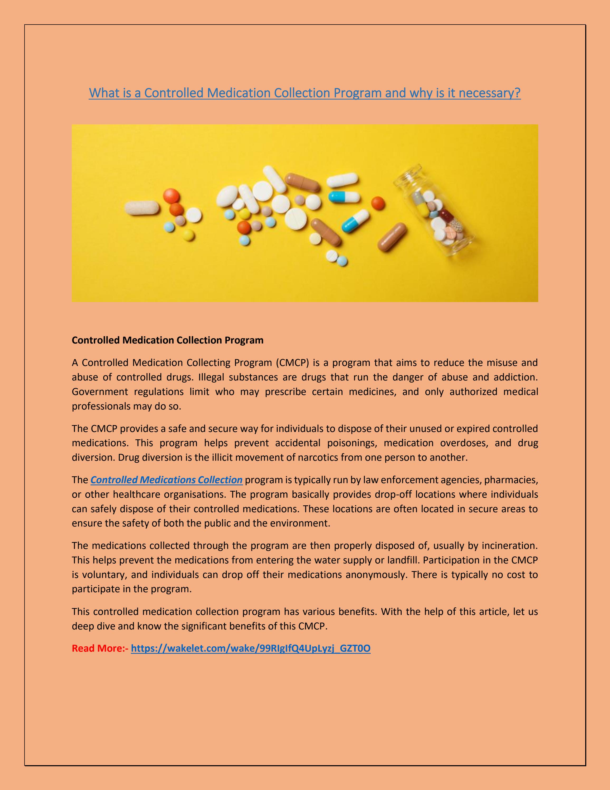 What is a Controlled Medication Collection Program and why is it ...