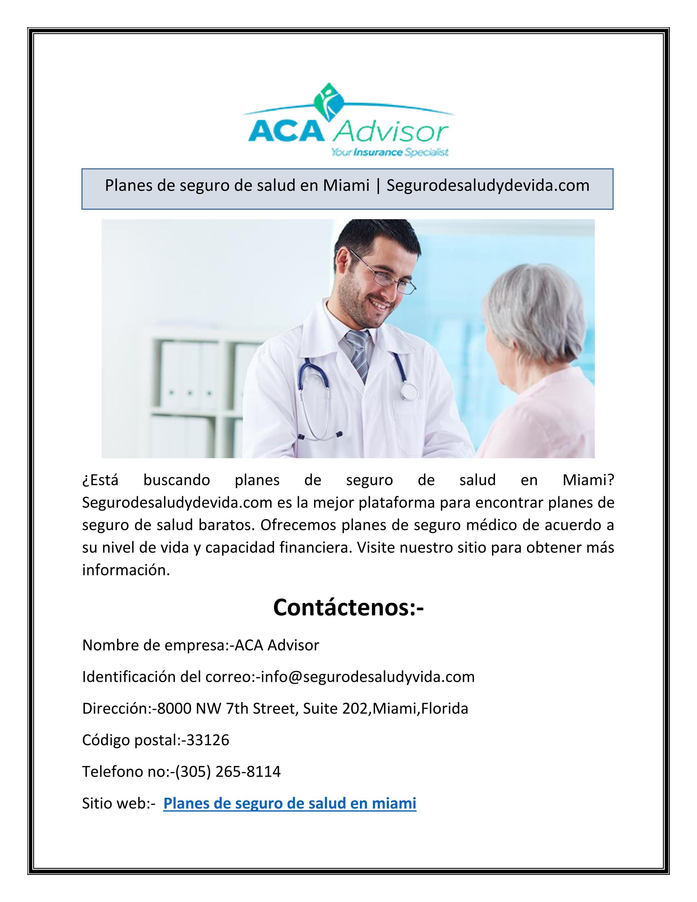 Planes de seguro de salud en Miami | Segurodesaludydevida.com by ACA ...
