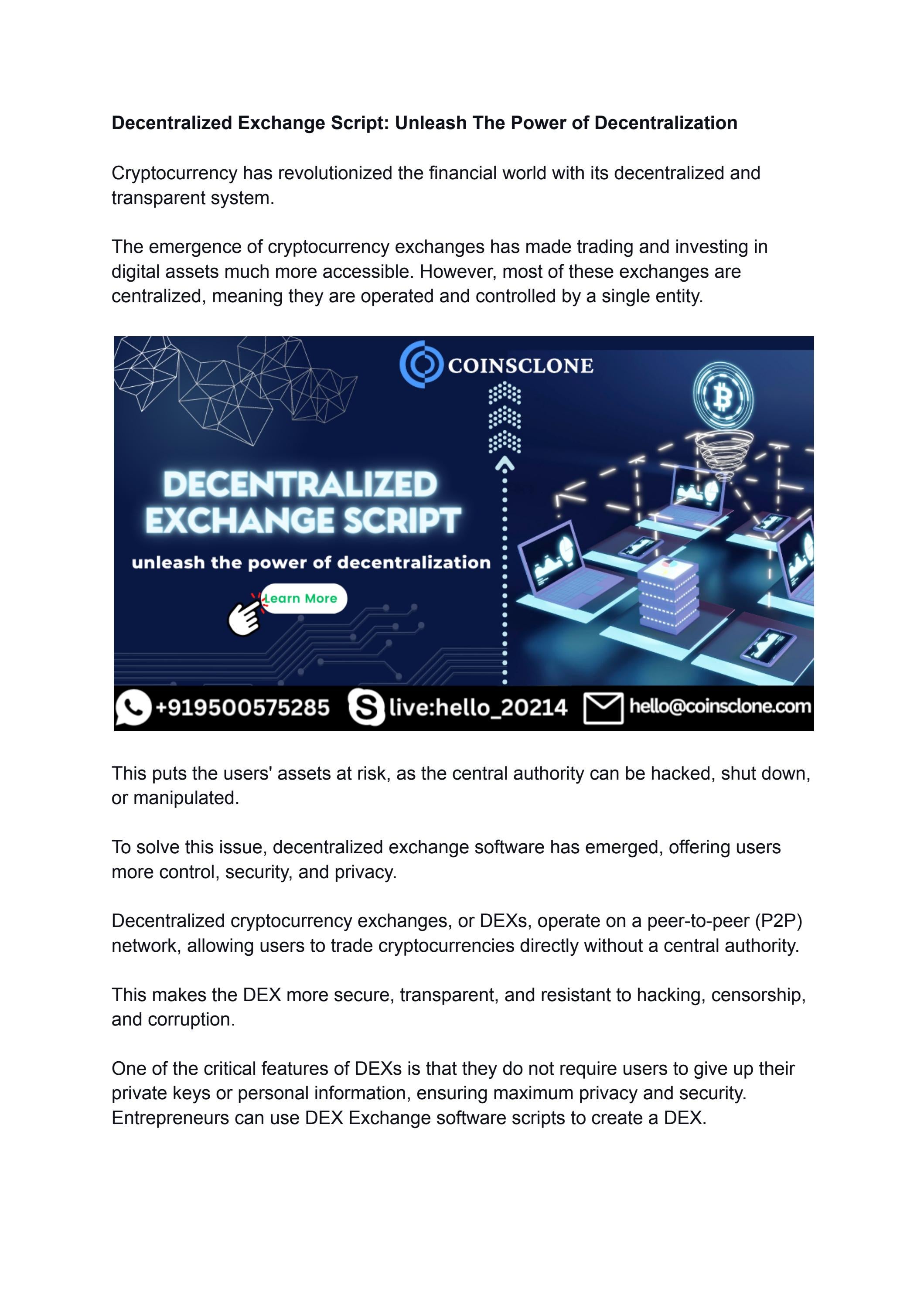 Decentralized Exchange Script by kevin hines - Issuu