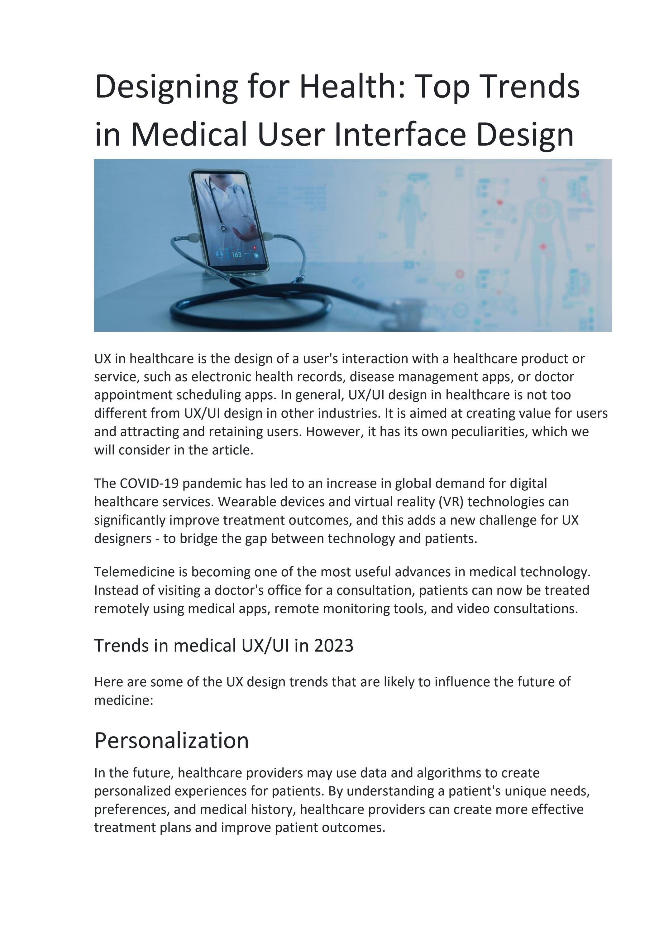 Designing for Health: Top Trends in Medical User Interface Design by ...