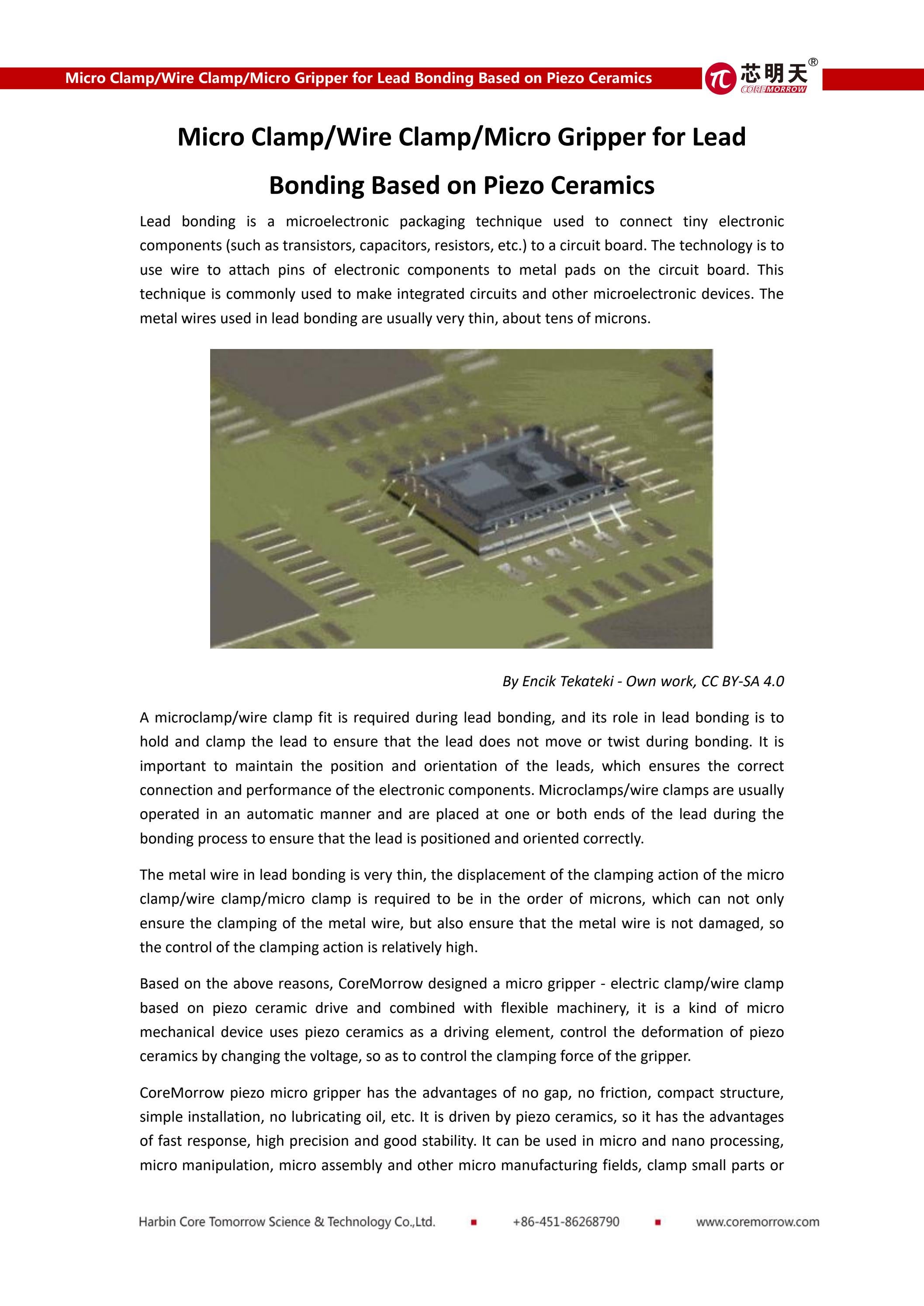 Micro Clamp/Wire Clamp/Micro Gripper for Lead Bonding Based on Piezo ...