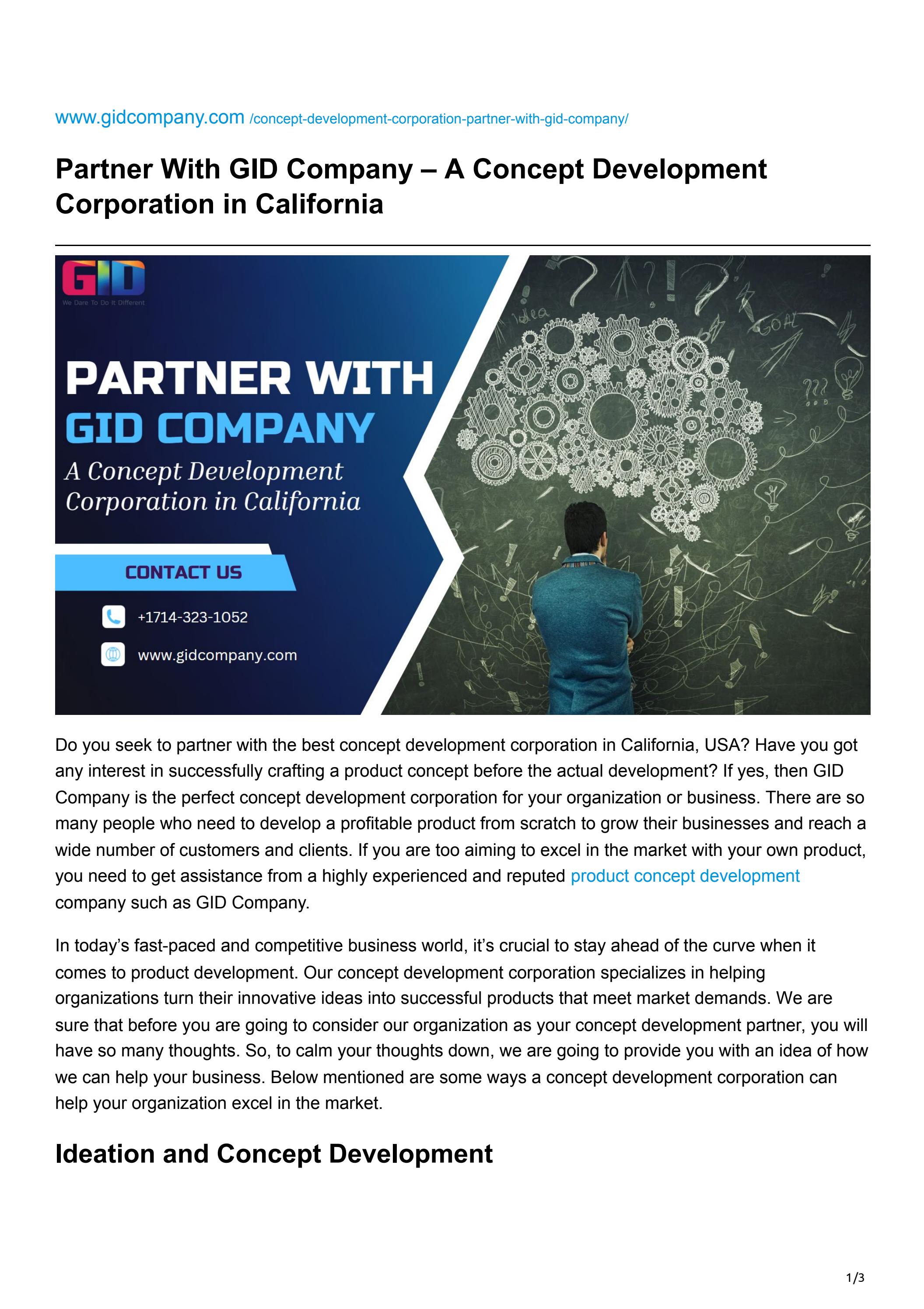 Partner With GID Company – A Concept Development Corporation in ...