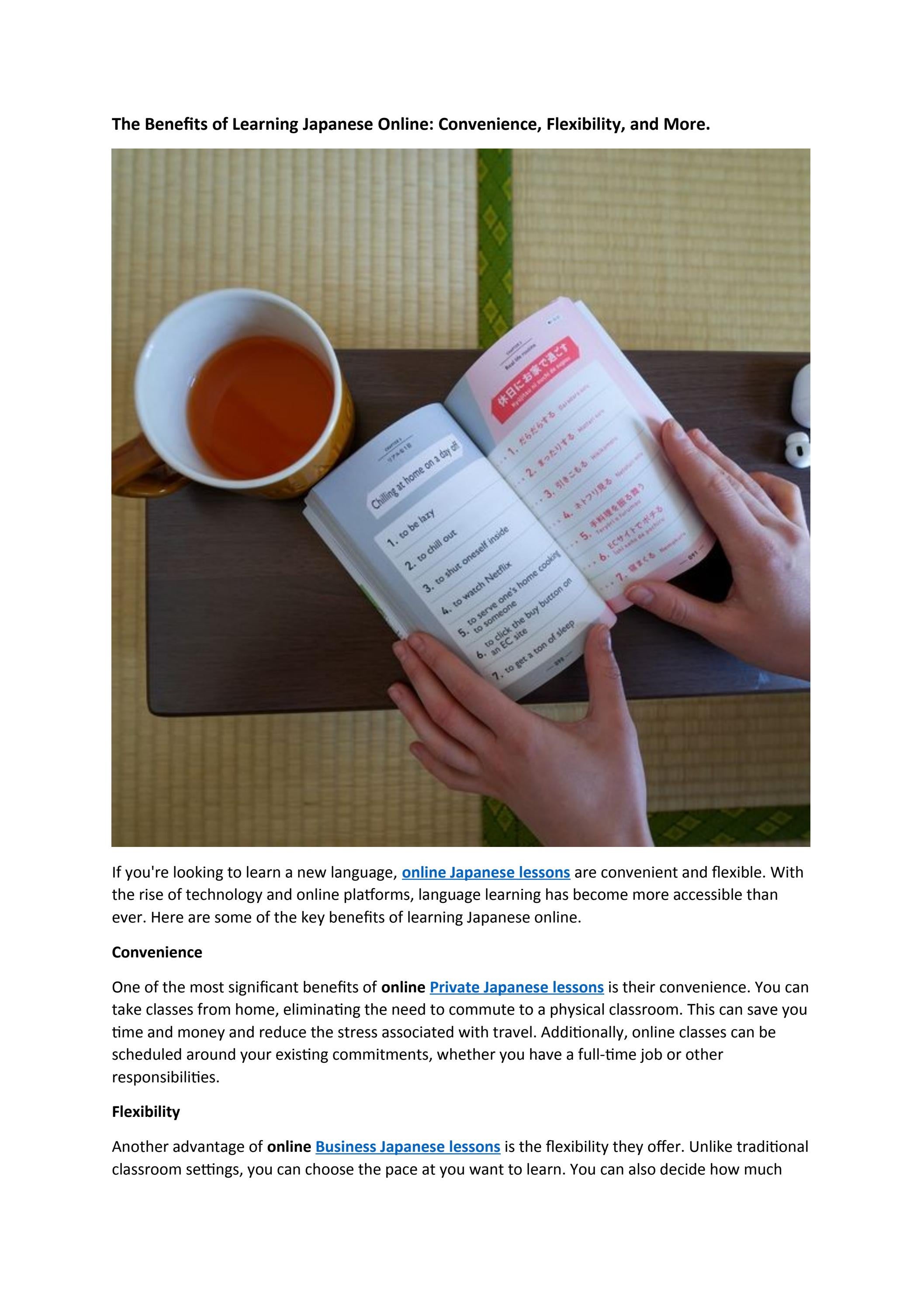The Benefits of Learning Japanese Online: Convenience, Flexibility, and ...