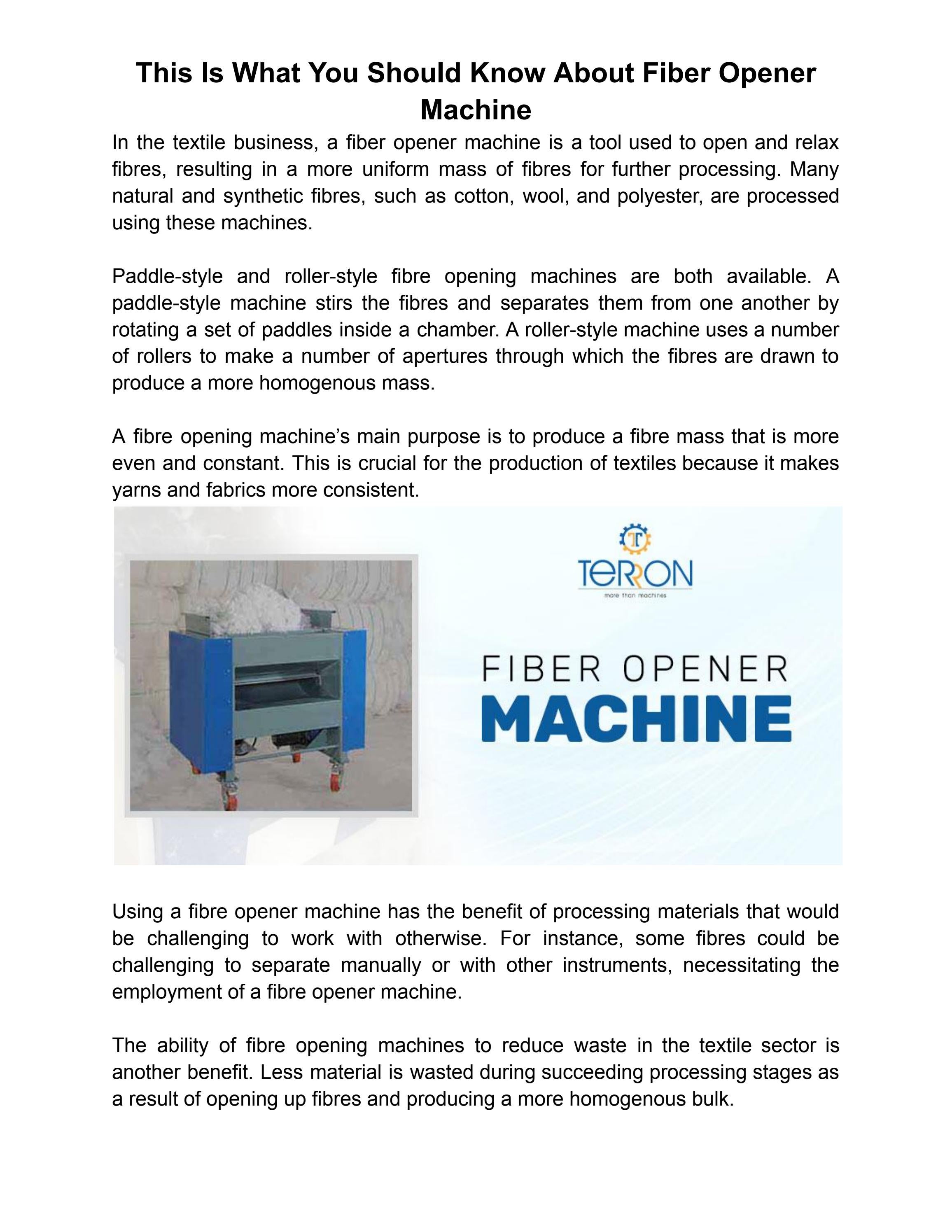 This Is What You Should Know About Fiber Opener Machine by Terron_india ...