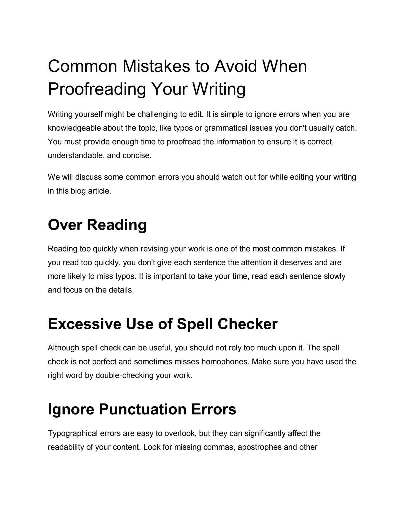 Common Mistakes to Avoid When Proofreading Your Writing by Essays UK ...