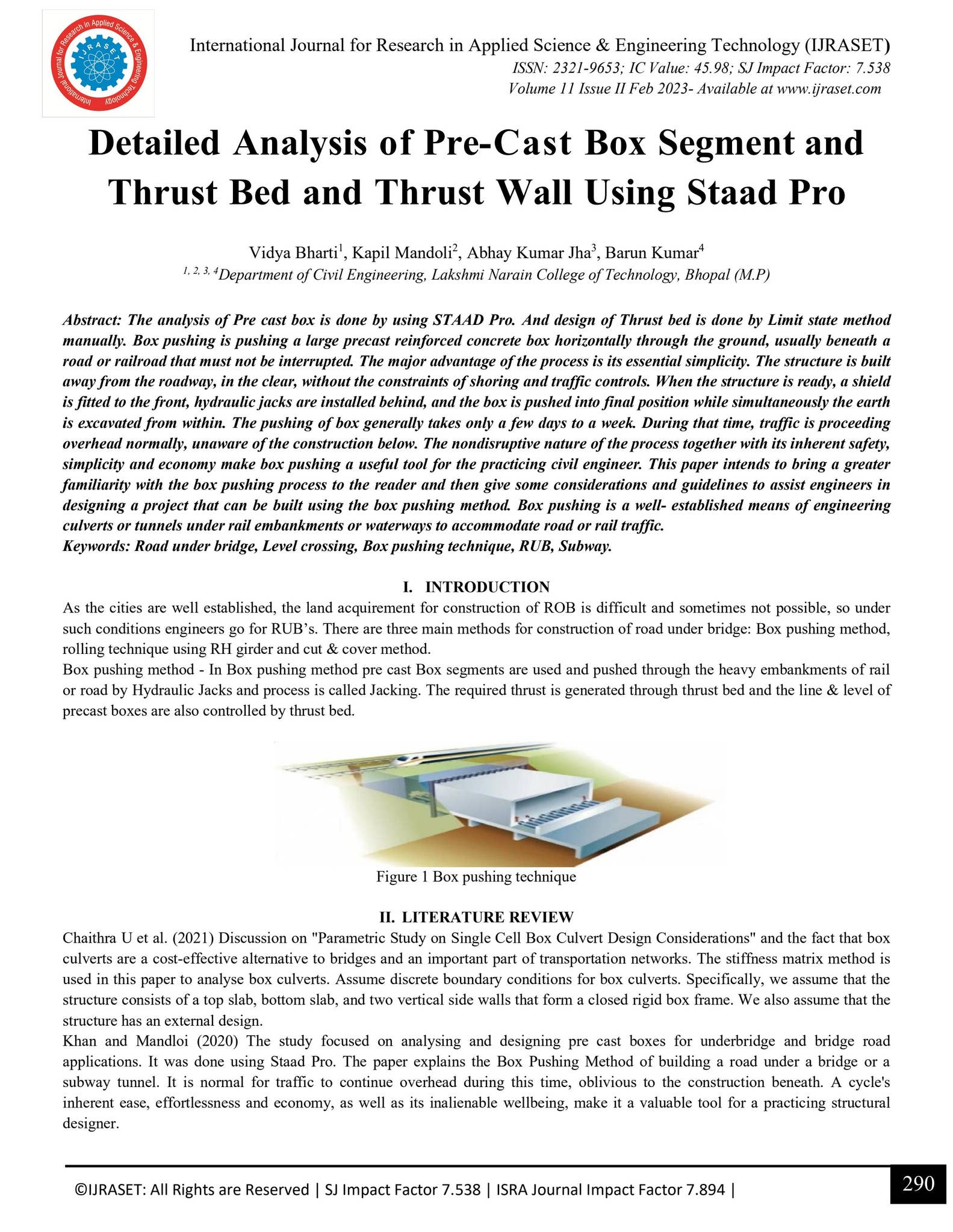 Detailed Analysis of Pre-Cast Box Segment and Thrust Bed and Thrust ...