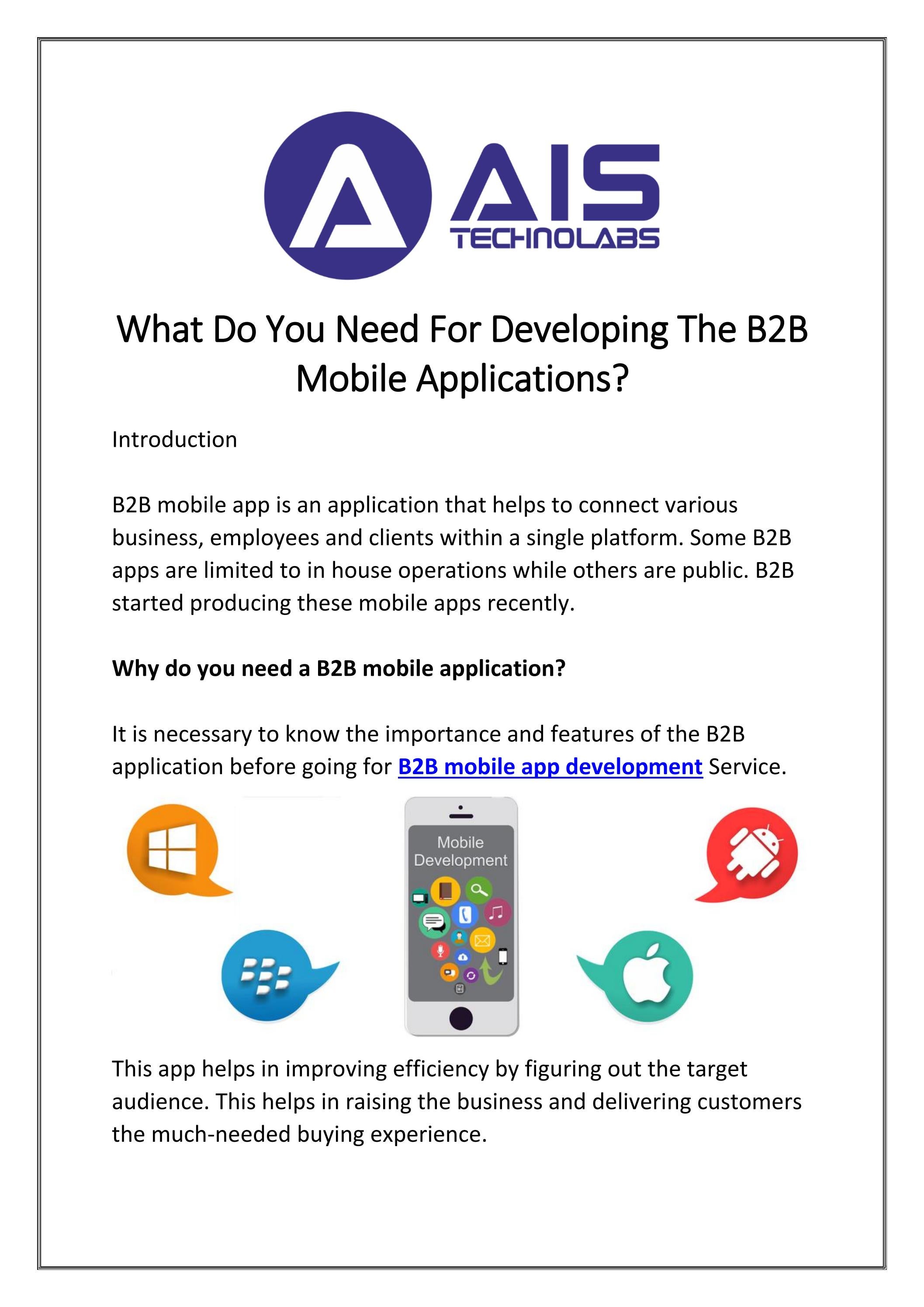 What Do You Need For Developing The B2B Mobile Applications? by denial ...