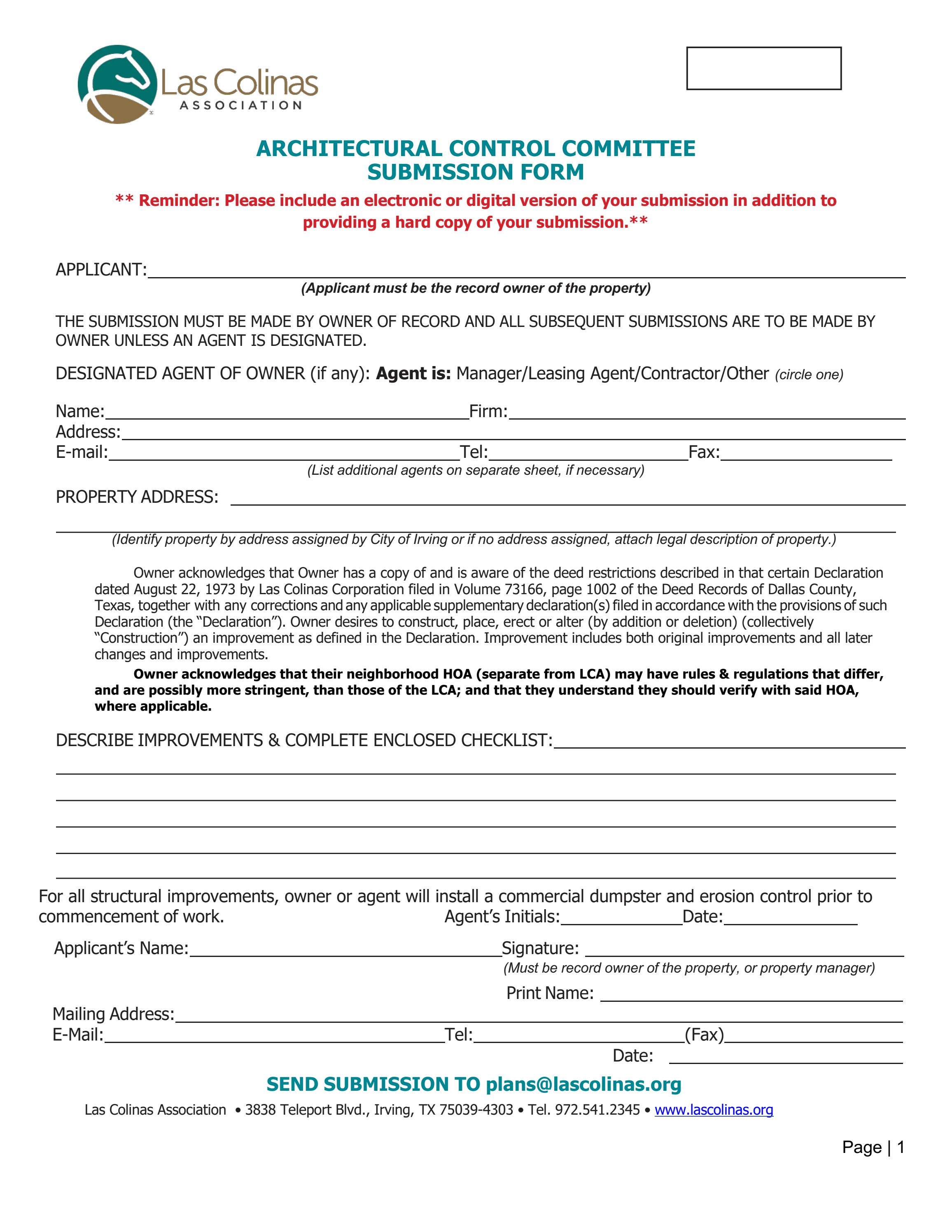 LCA ACC Submission Form by Las Colinas Association - Issuu