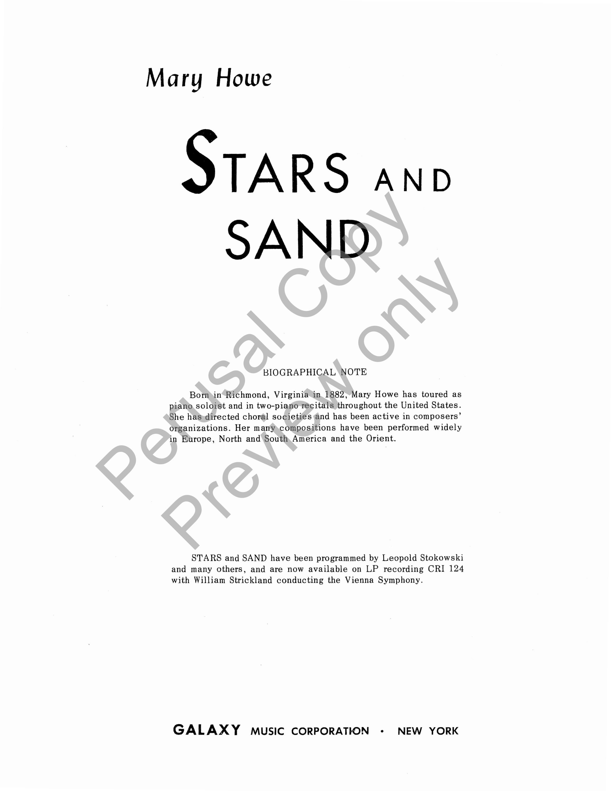 Mary Howe: Stars and Sand Full Score Perusal by ECS Publishing Group ...
