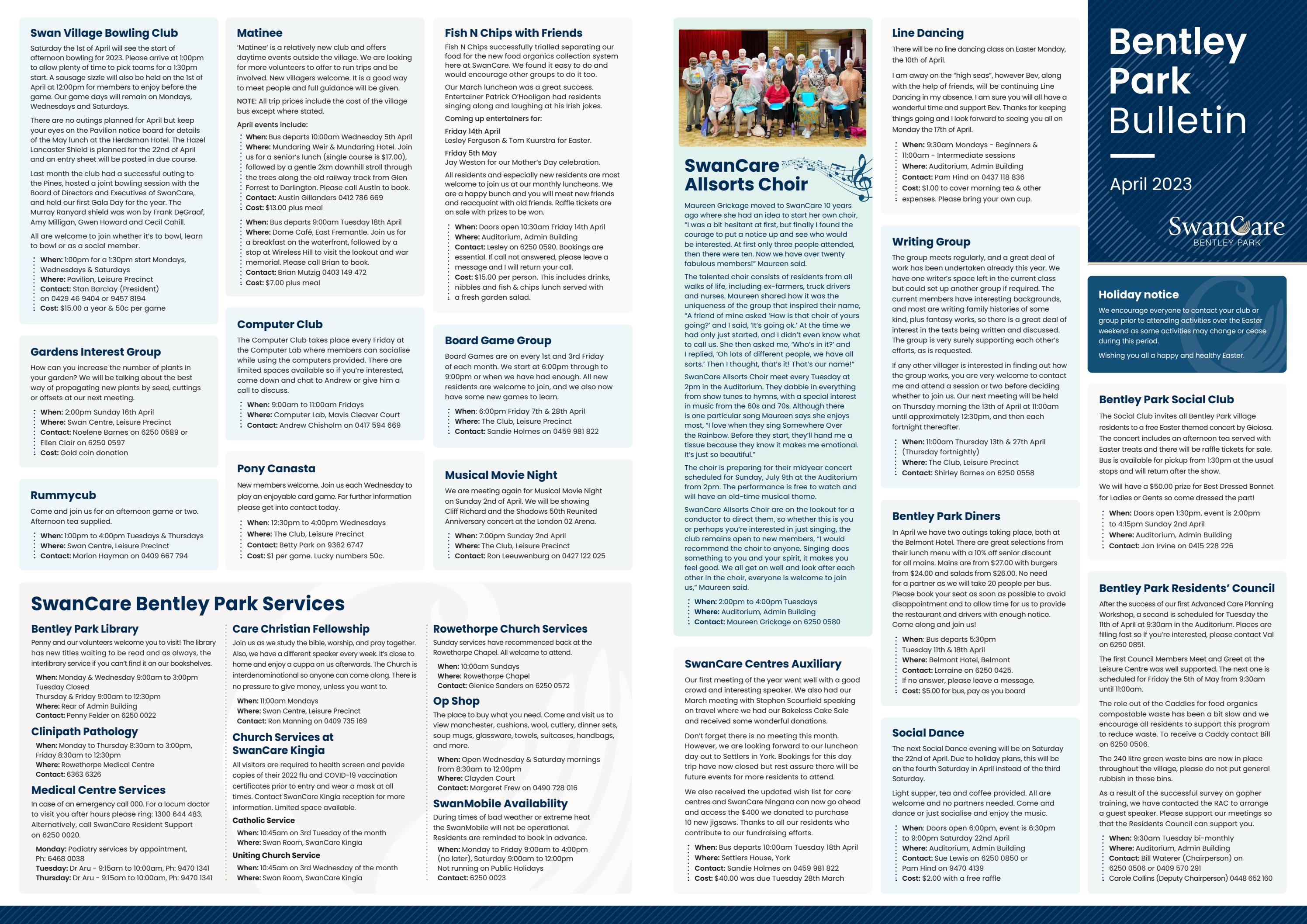 April Bentley Park Bulletin 2023 by SwanCare - Issuu