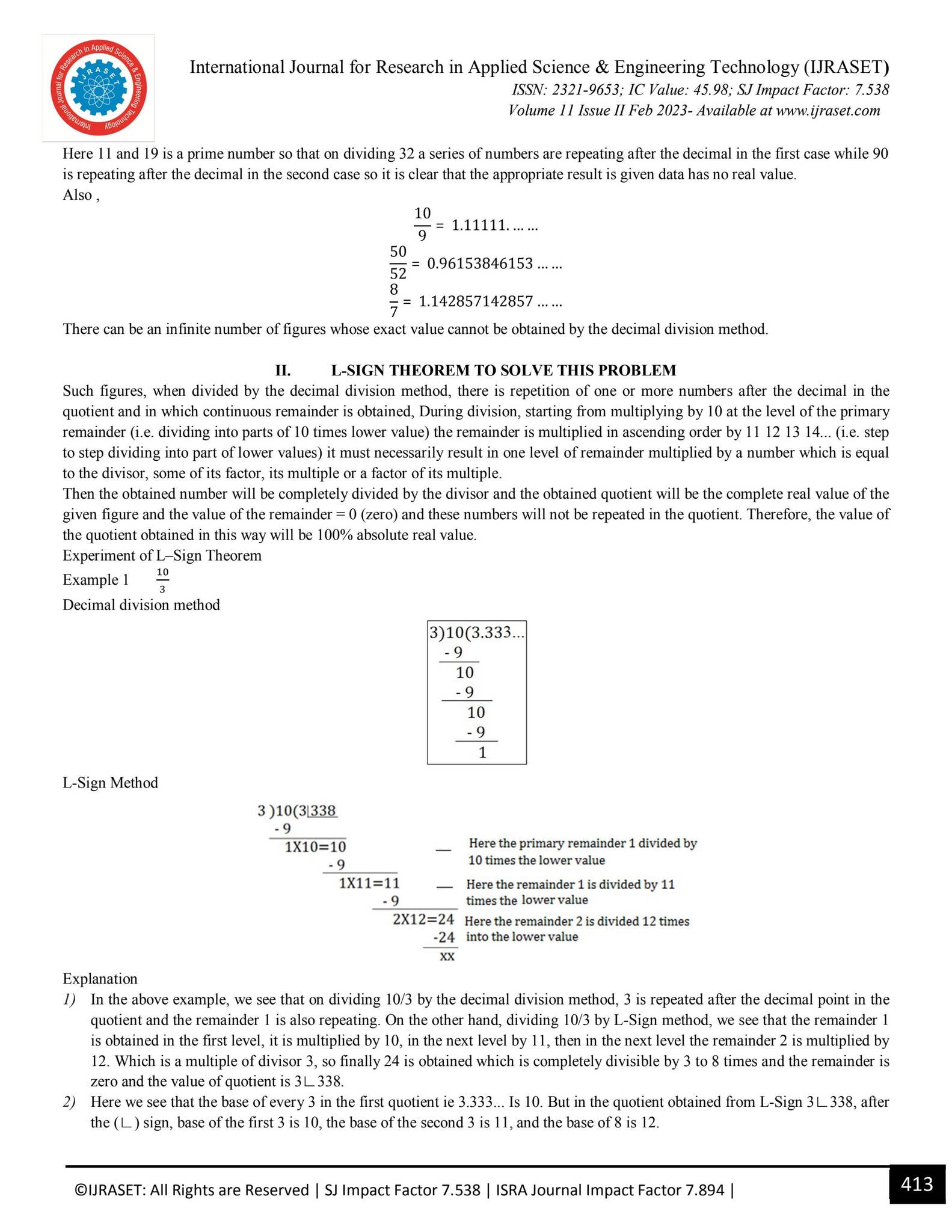 Solution of Repeating Non-Terminating Problem in Division by IJRASET ...