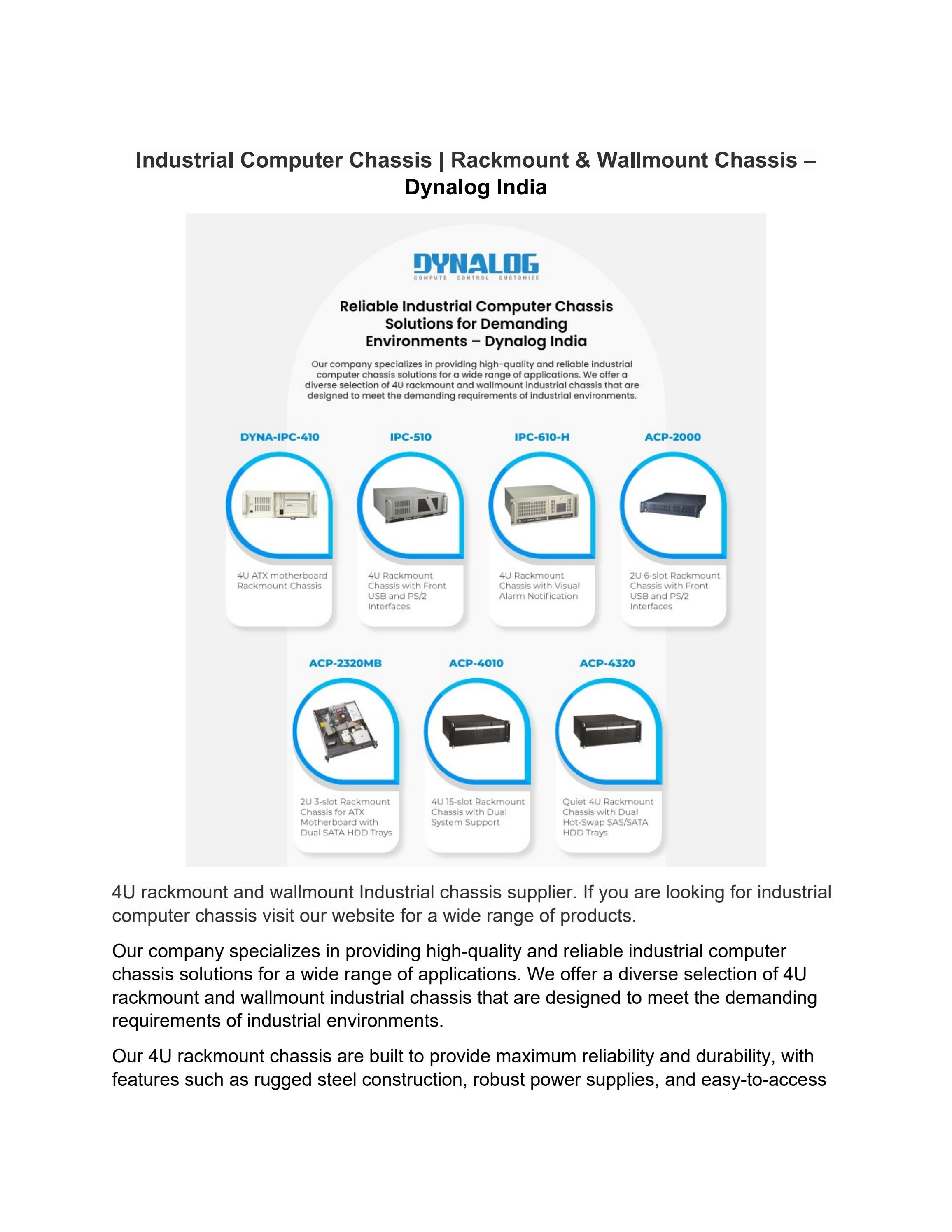 Industrial Computer Chassis | Rackmount & Wallmount Chassis – Dynalog ...