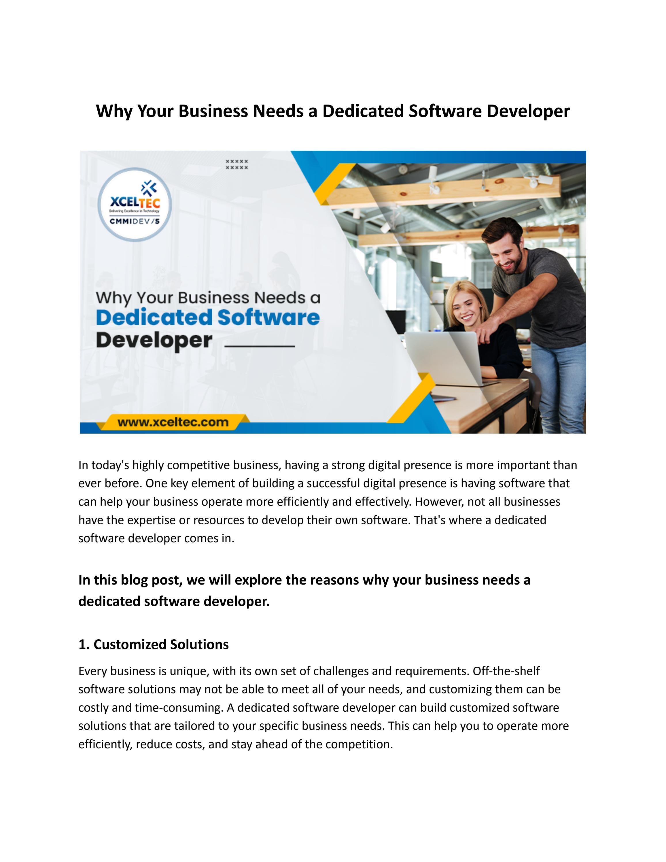 Hire Dedicated Software Developers | Hire Developer | XcelTec by XcelTec Interactive Private ...