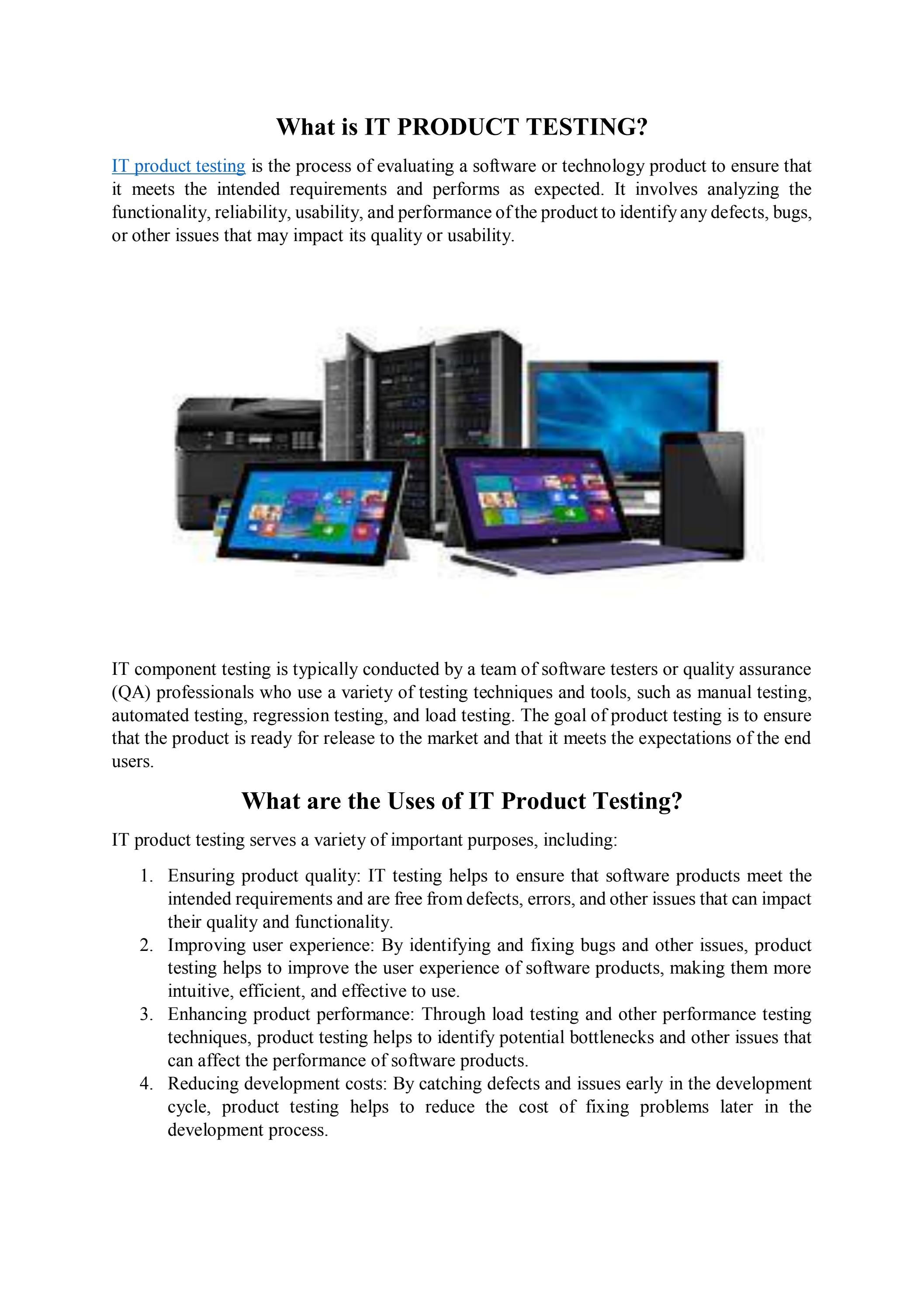 What Are the Uses of IT Product Testing? by URS Labs - Issuu