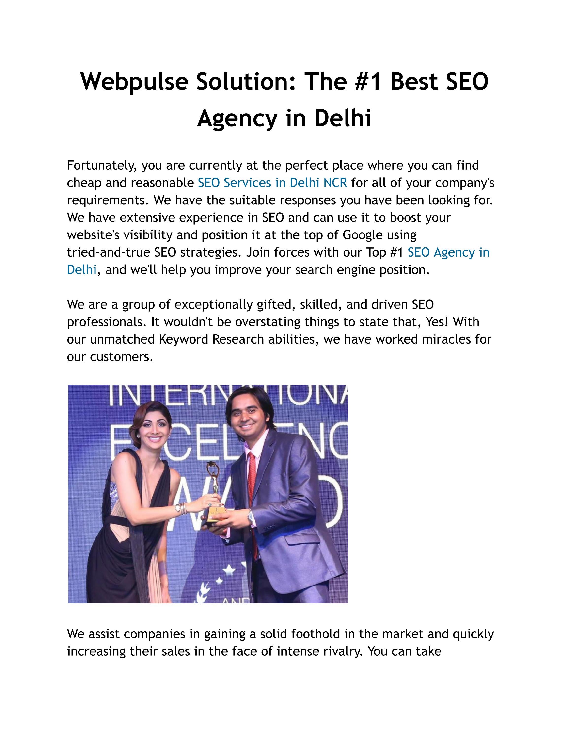 Webpulse Solution: The #1 Best SEO Agency in Delhi by Webpulse India - Issuu