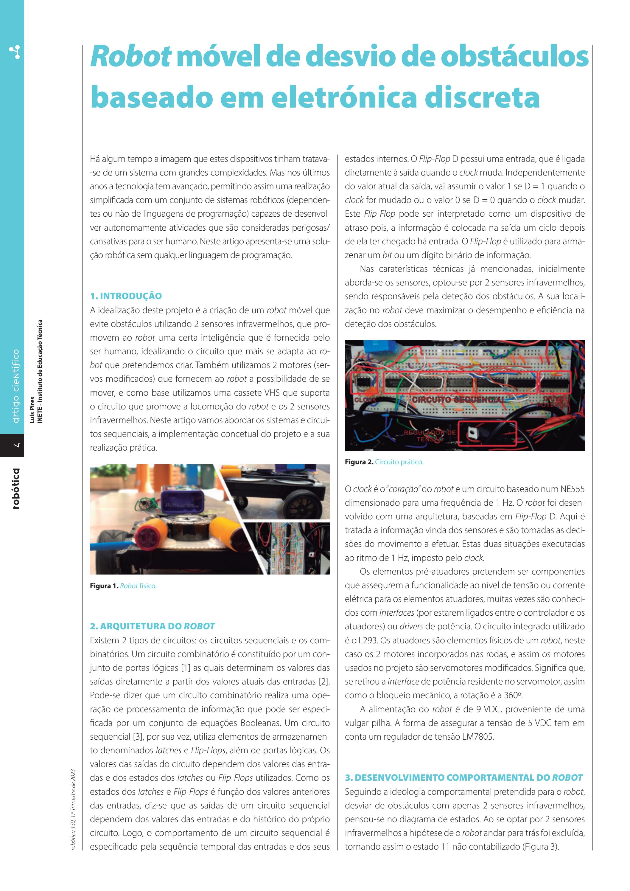 Robot móvel de desvio de obstáculos baseado em eletrónica discreta by ...