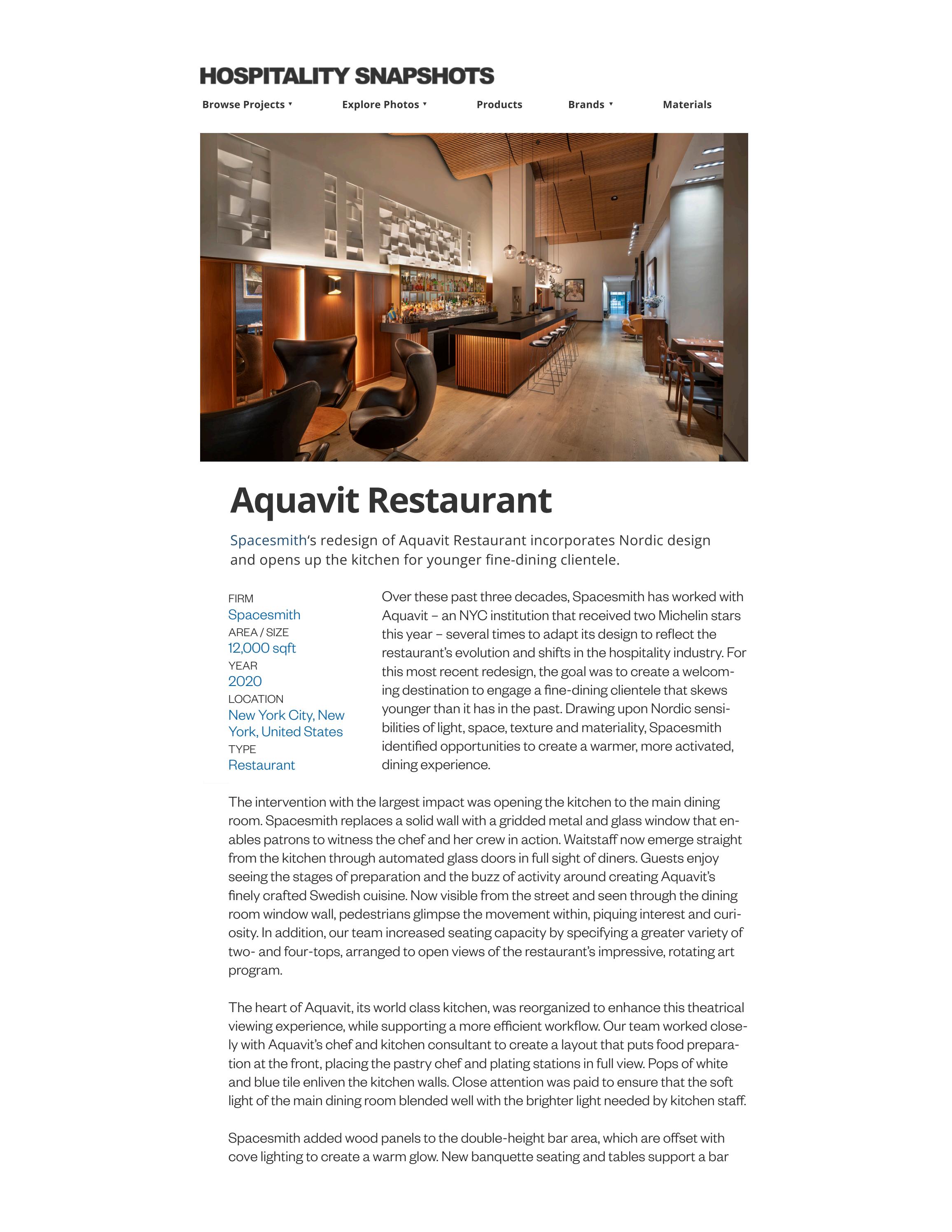 Aquavit Restaurant - Hospitality Snapshots by Spacesmith - Issuu