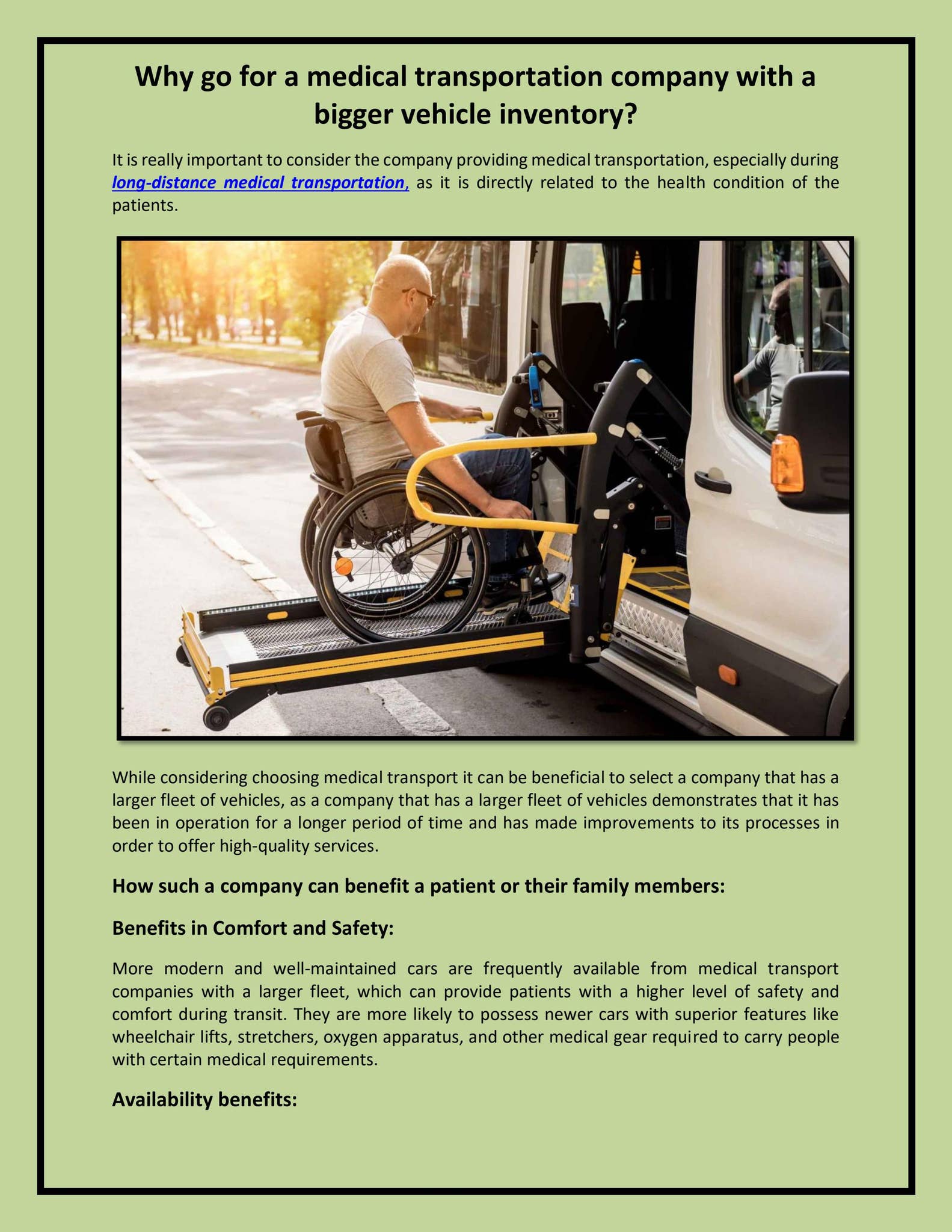 Why choose a medical transportation business with a larger fleet of ...