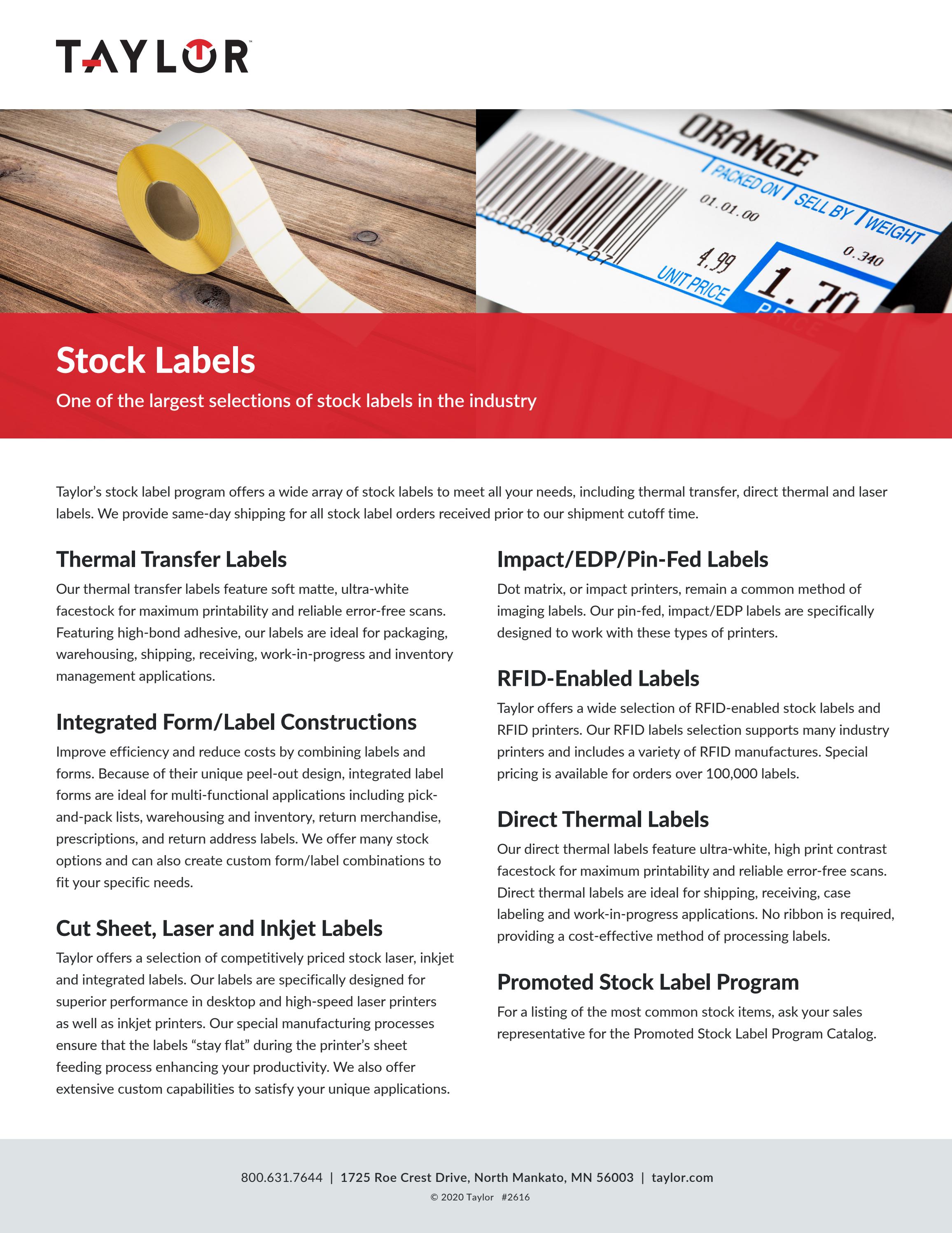 Stock Labels Brochure by Taylor - Issuu