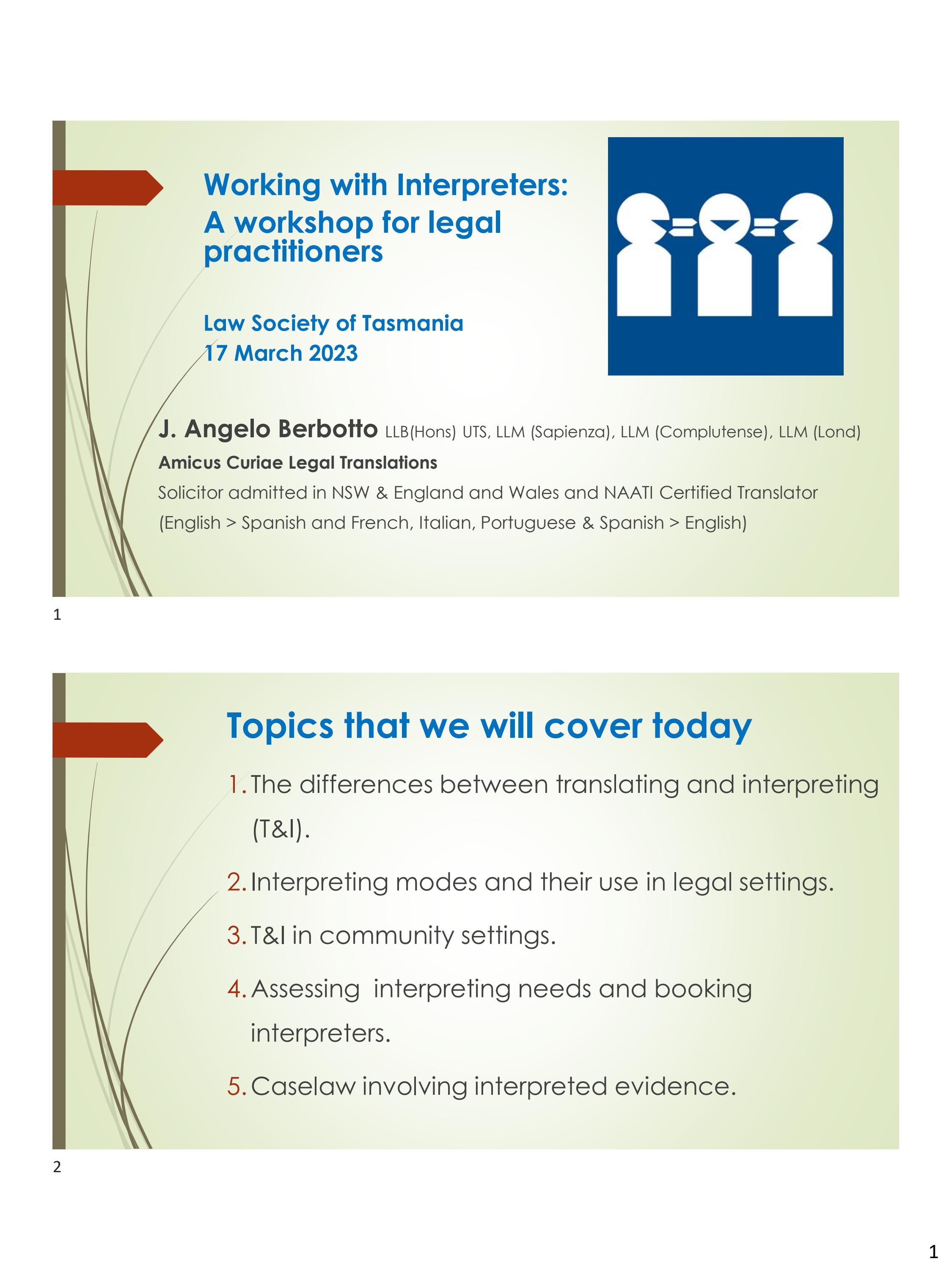 Working with Interpreters: A Guide for All Lawyers by taslawsociety - Issuu