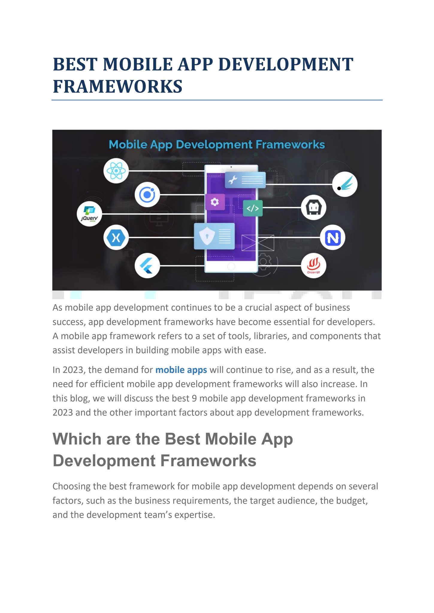 MOBILE APP DEVELOPMENT FRAMEWORKS IN 2023 by SSTech System - Issuu