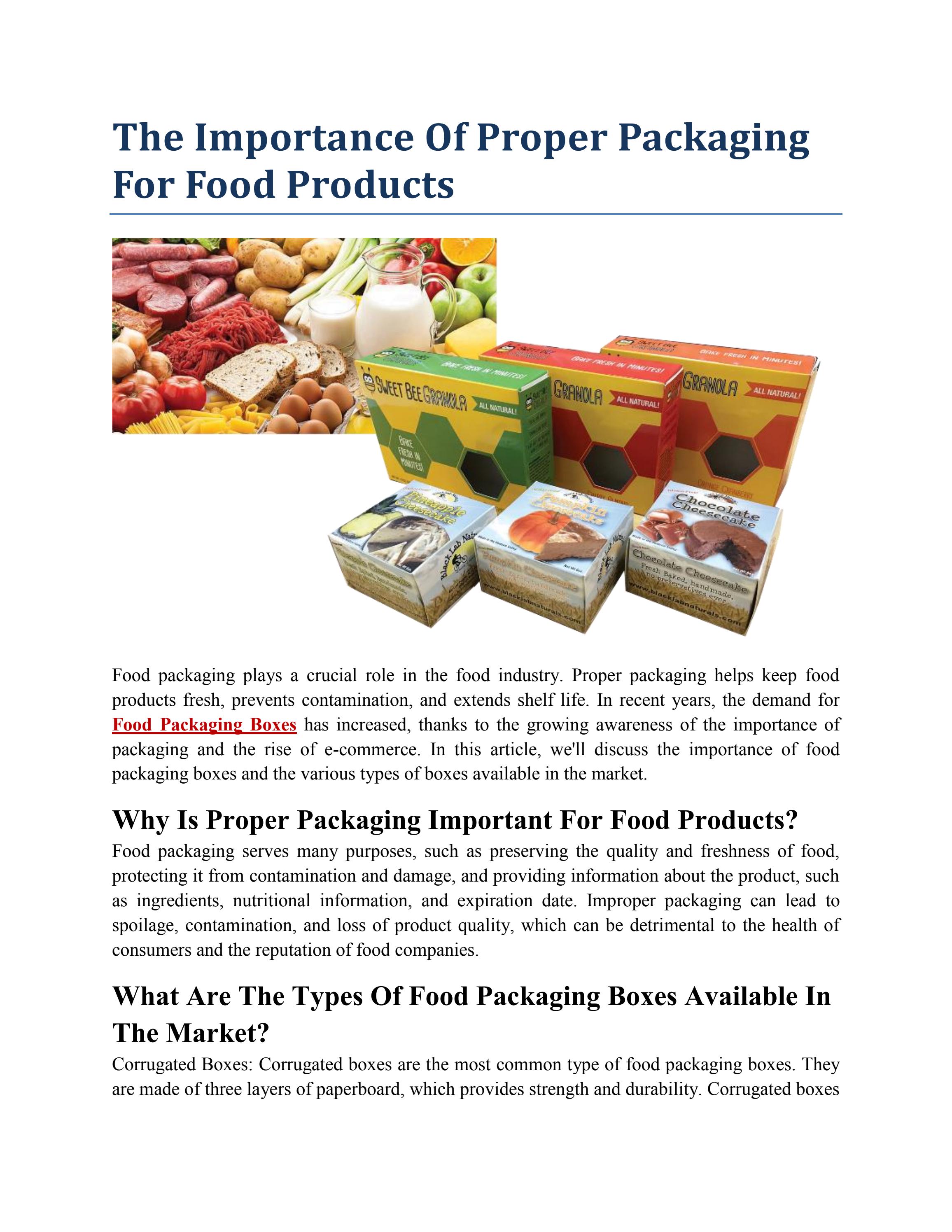 The Importance Of Proper Packaging For Food Products by Lara walker - Issuu