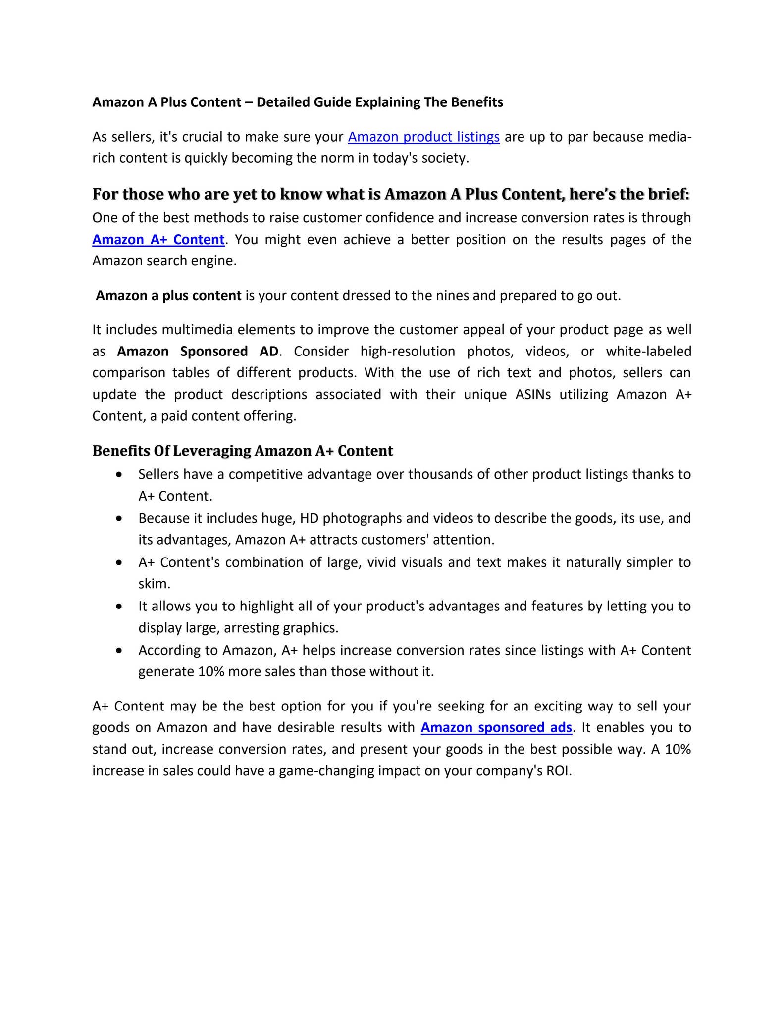 Amazon A Plus Content – Detailed Guide Explaining The Benefits by ...