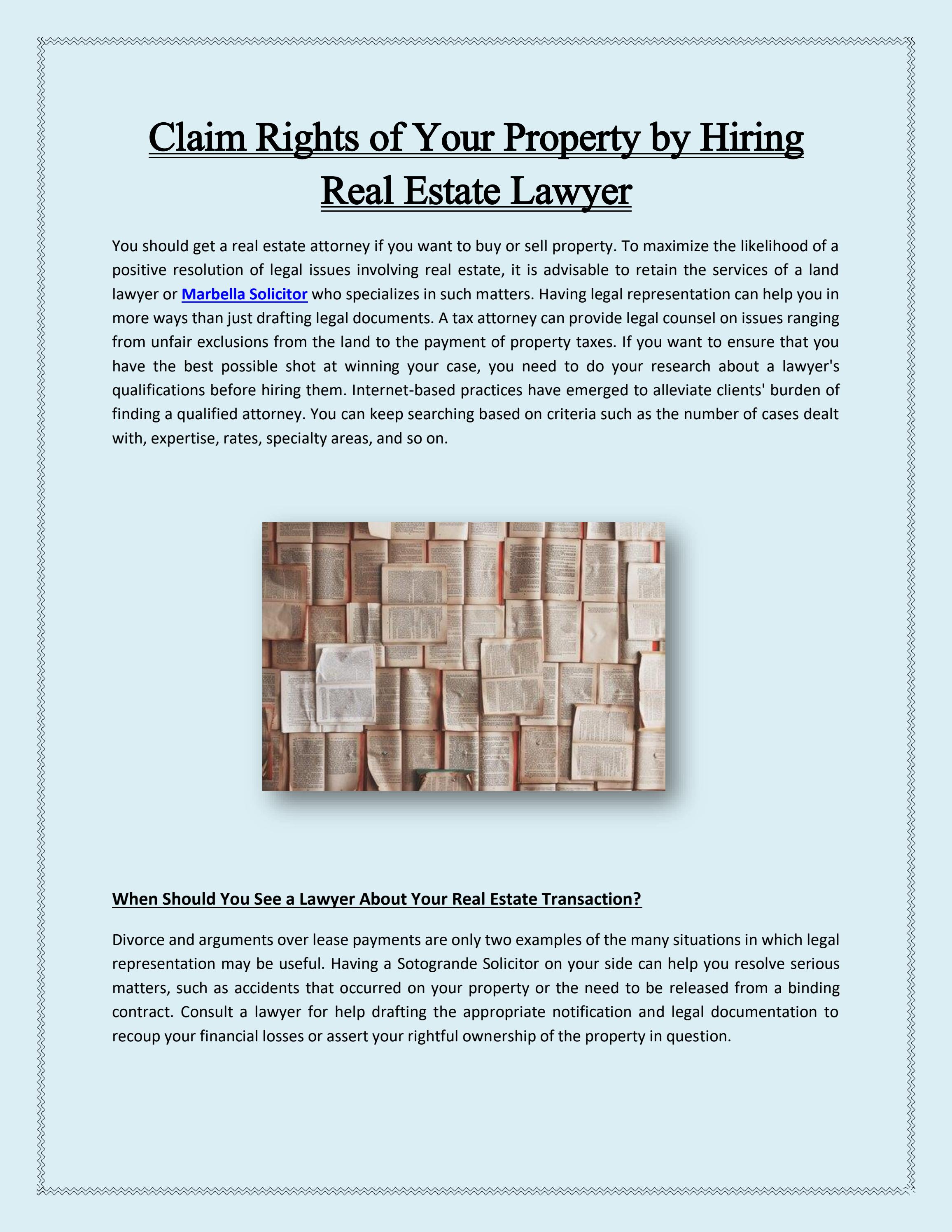 Claim Rights of Your Property by Hiring Real Estate Lawyer by Gomez ...