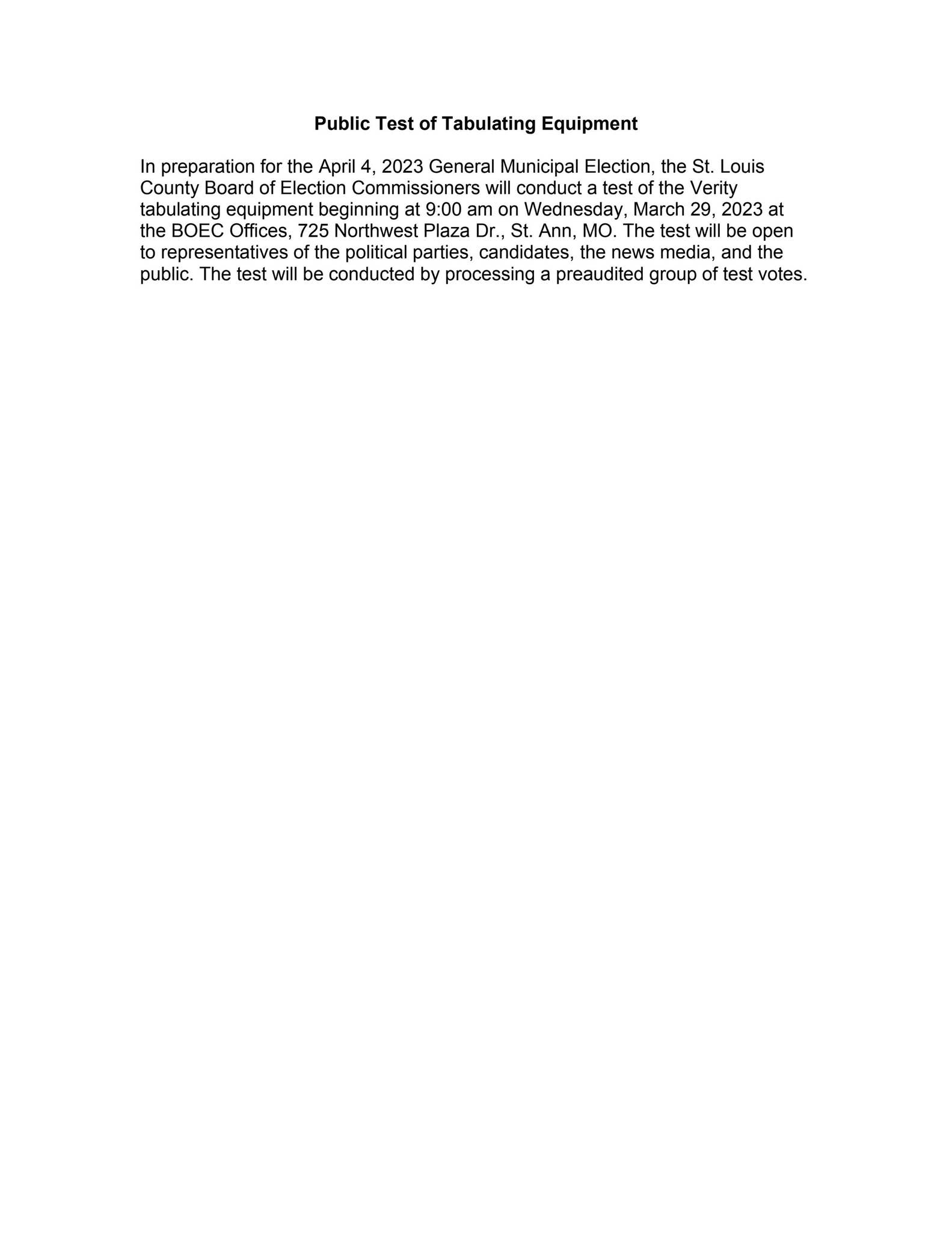 Public Test of Tabulating Equipment by STLCOGOV - Issuu