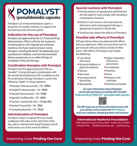 Tip Card: Pomalyst (pomalidomide) by International Myeloma Foundation ...