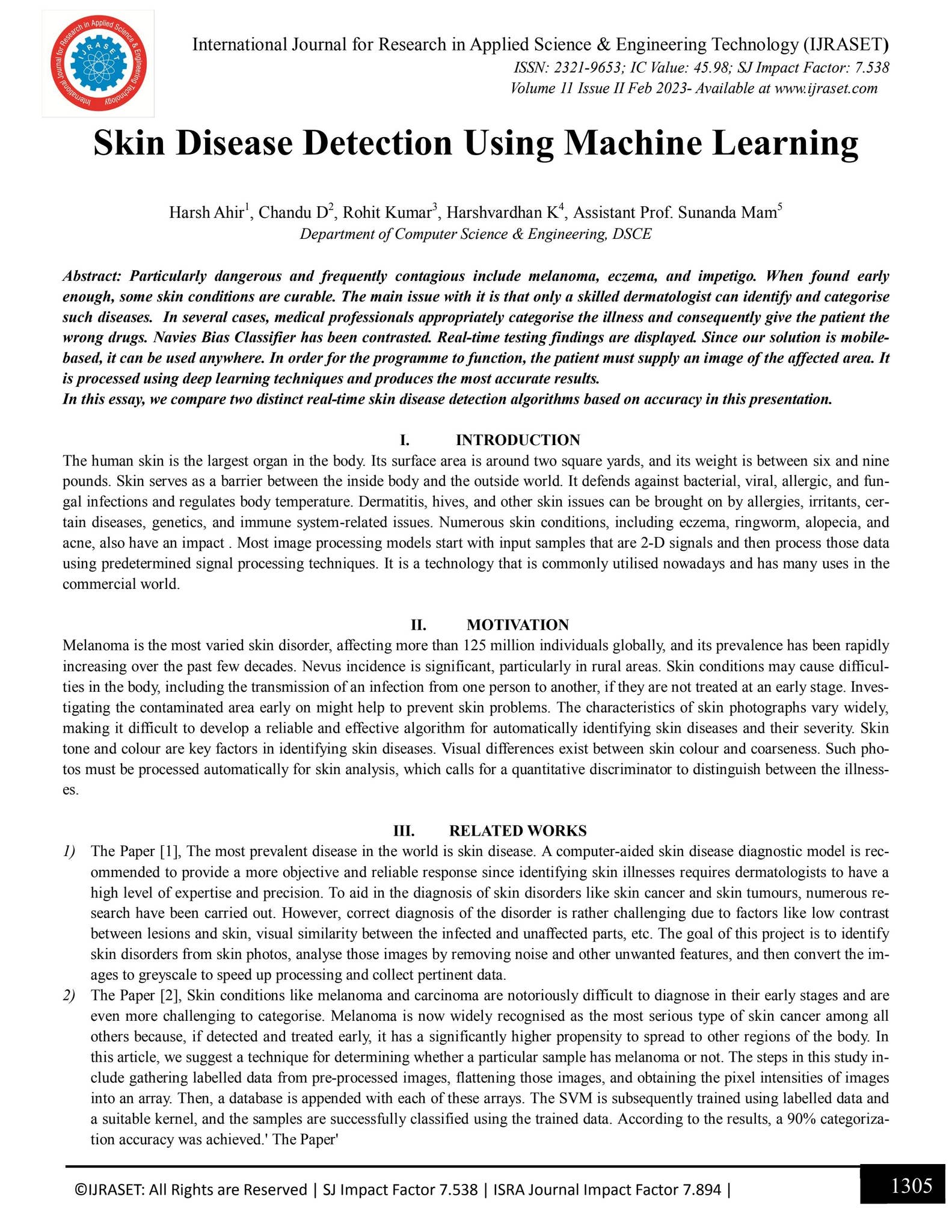 Skin Disease Detection Using Machine Learning By Ijraset Issuu