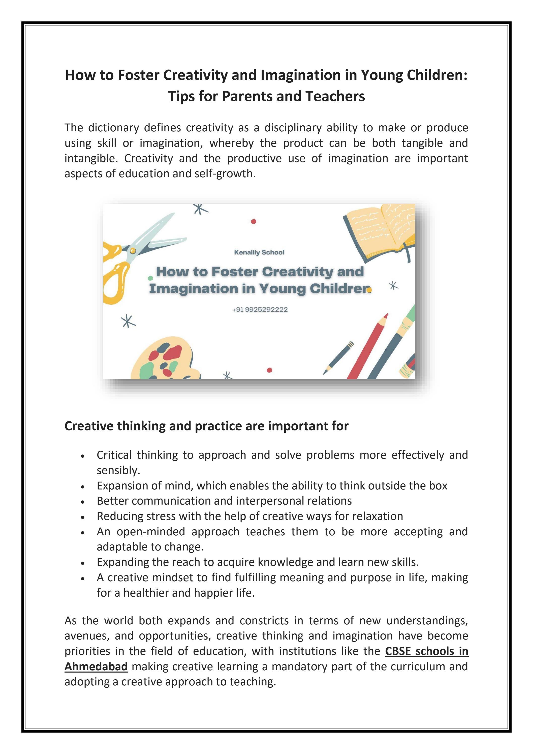How to Foster Creativity and Imagination in Young Children: Tips for ...